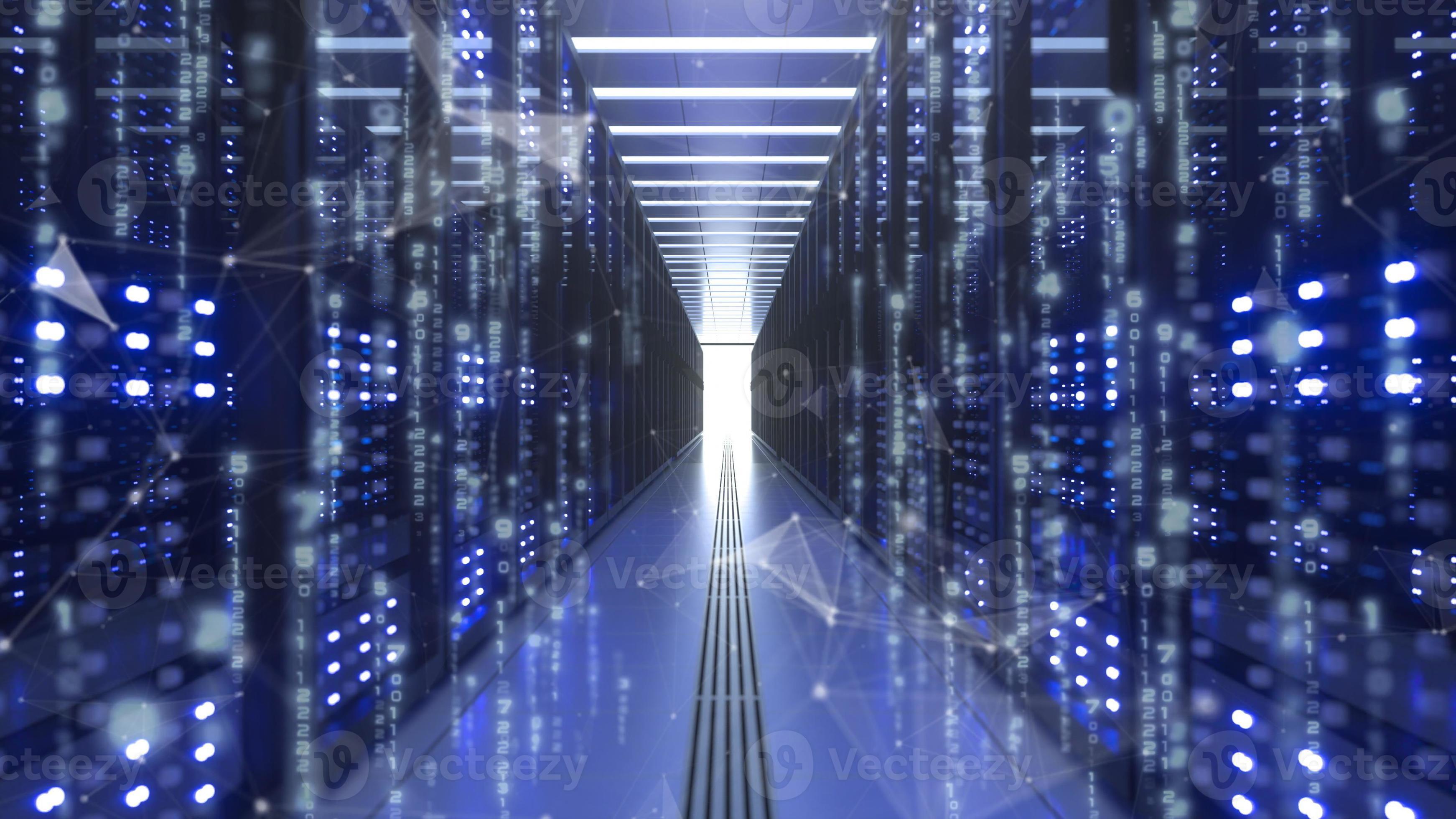 Data Center Computer Racks In Network Security Server Room ...