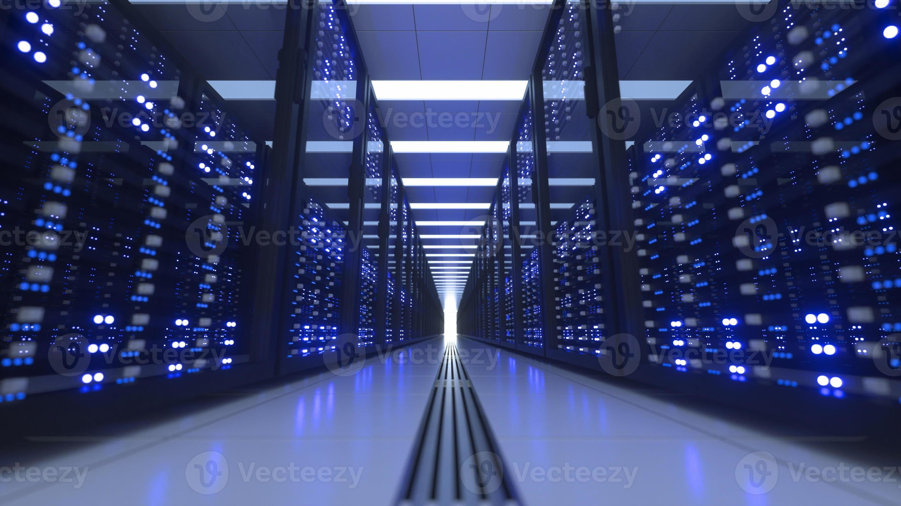 Data Center Computer Racks In Network Security Server Room ...