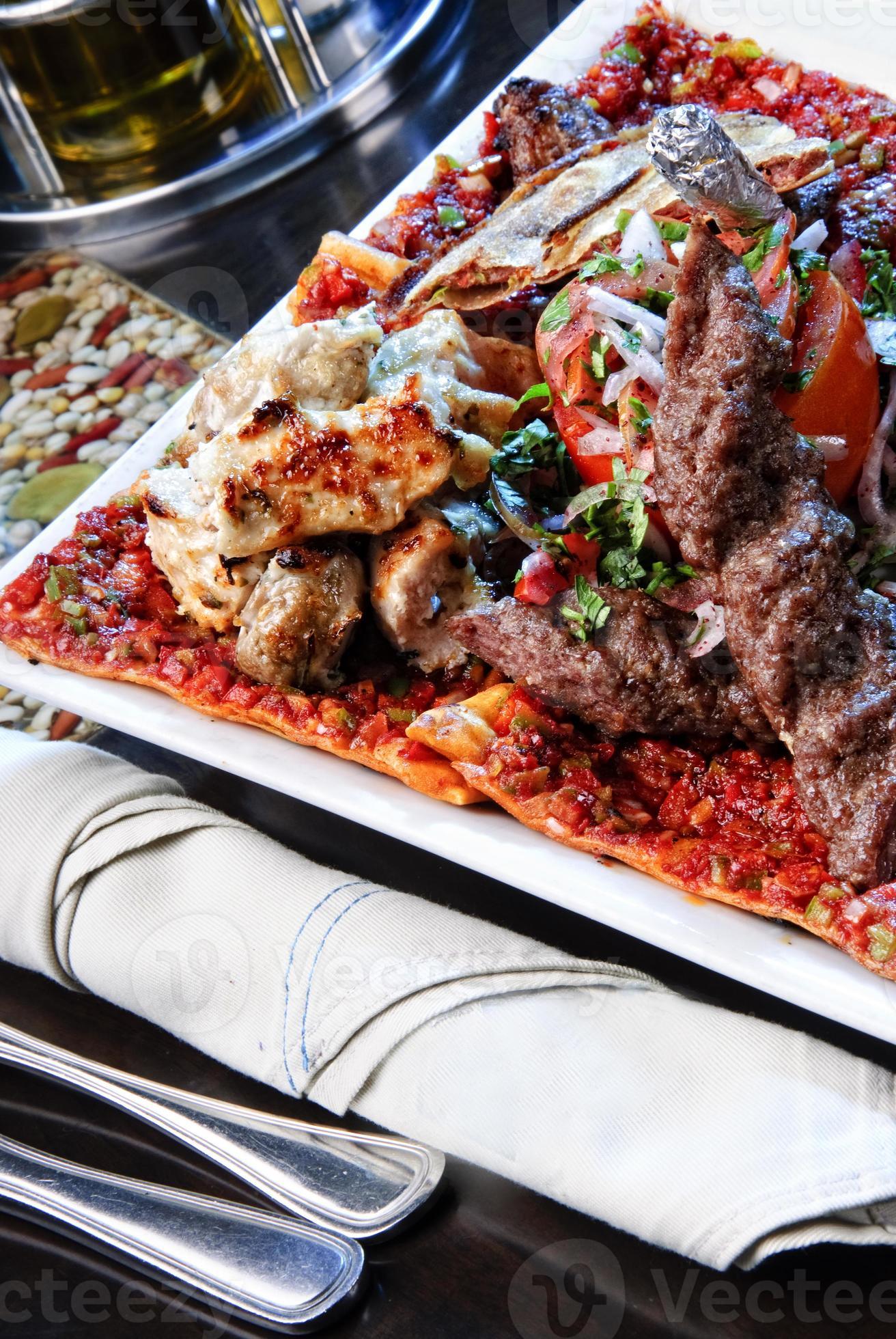 Delicious Arabic cuisine, mandi rice served with lamb meat - lahm at an ...