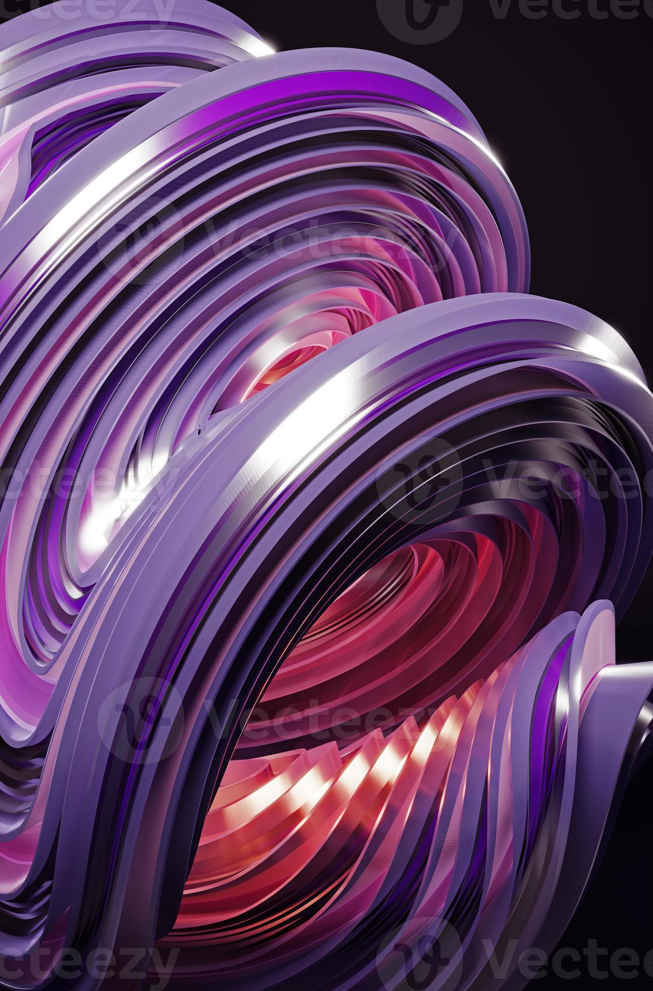 3D render. Dynamic and twisted shape pattern. Geometric elements ...