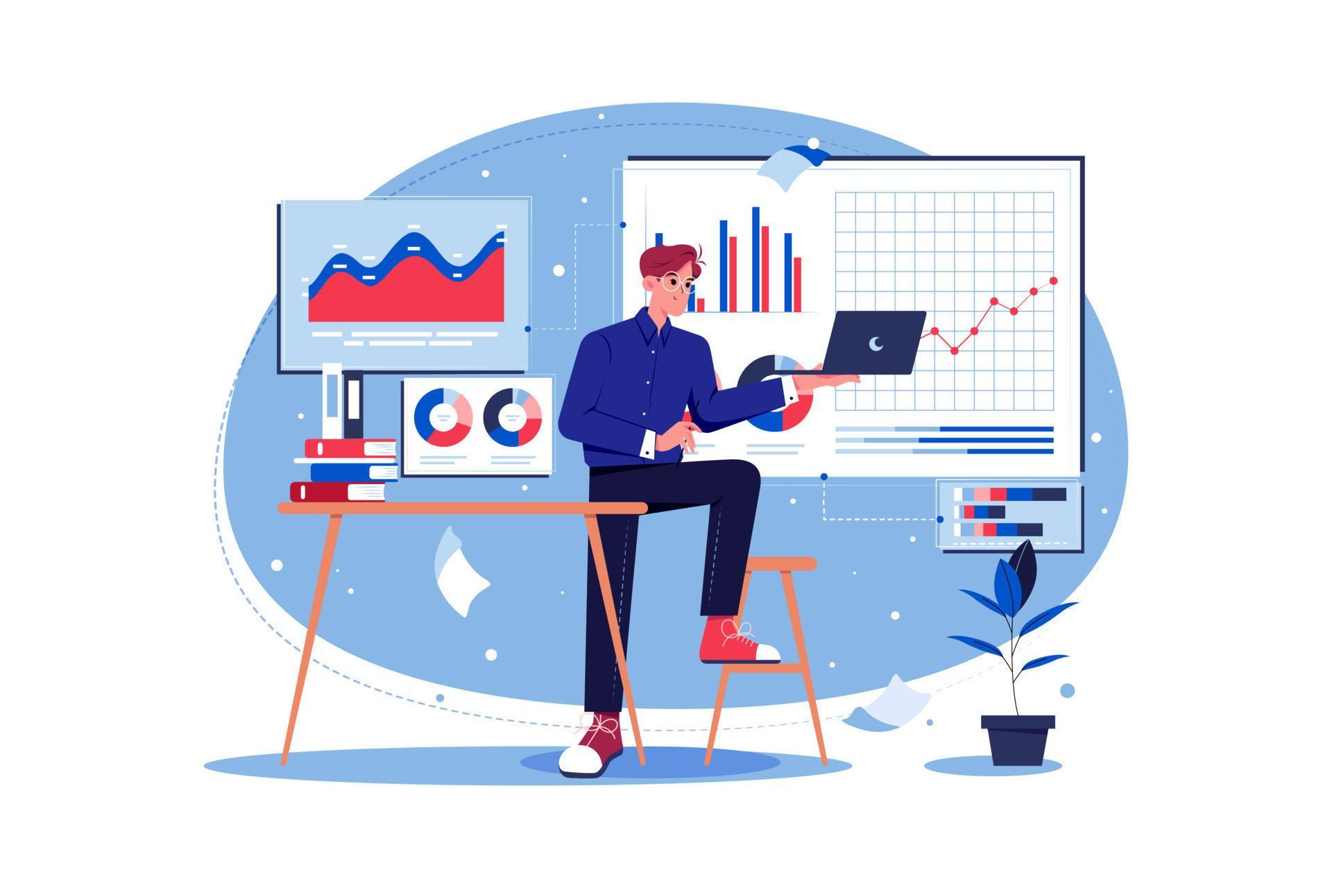 Data Analyst Illustration concept on white background 10719387 Vector ...