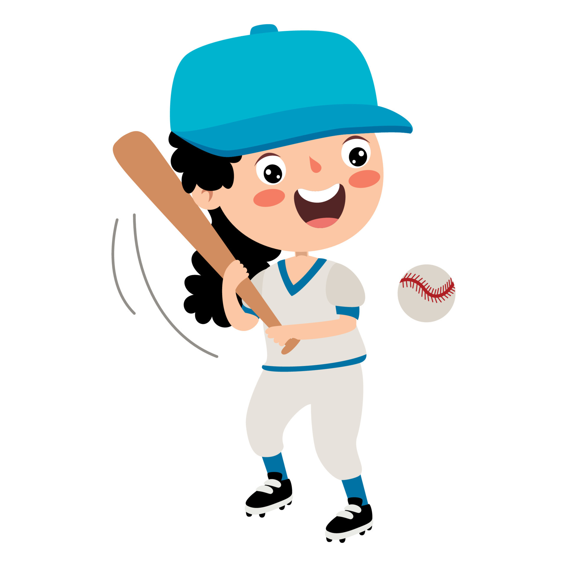 Baseball Player Cartoon Kid