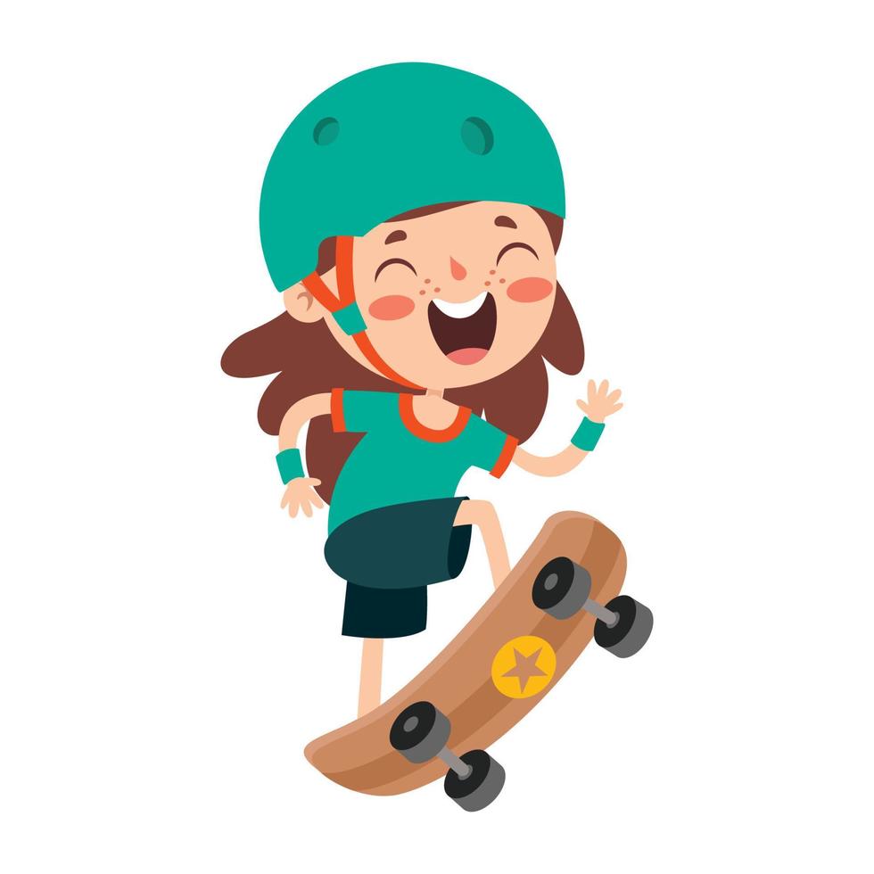 Cartoon Illustration Of A Kid Playing Skateboard 10721920 Vector Art at ...
