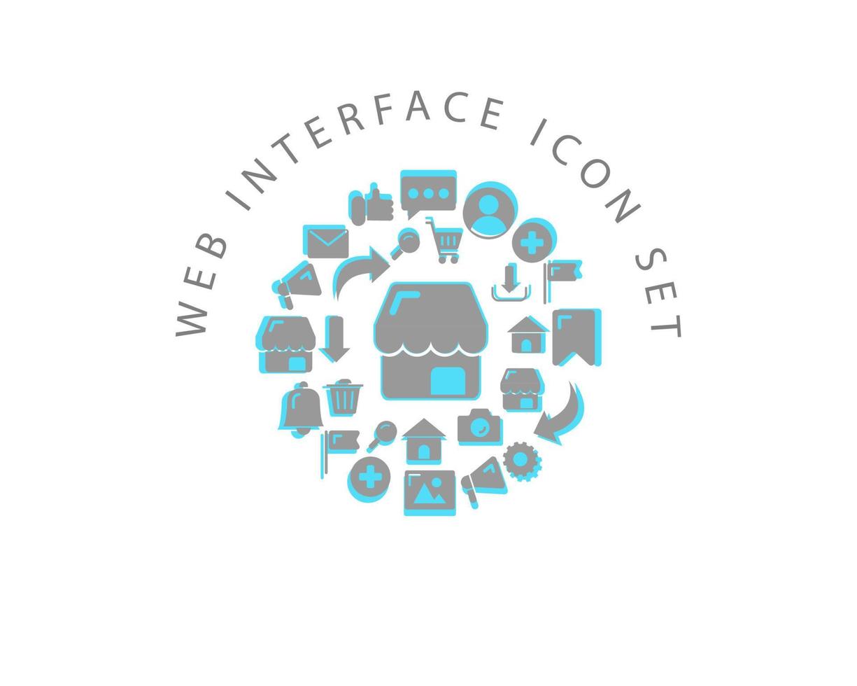 Web Interface Icon Set Design On White Background 10723492 Vector Art