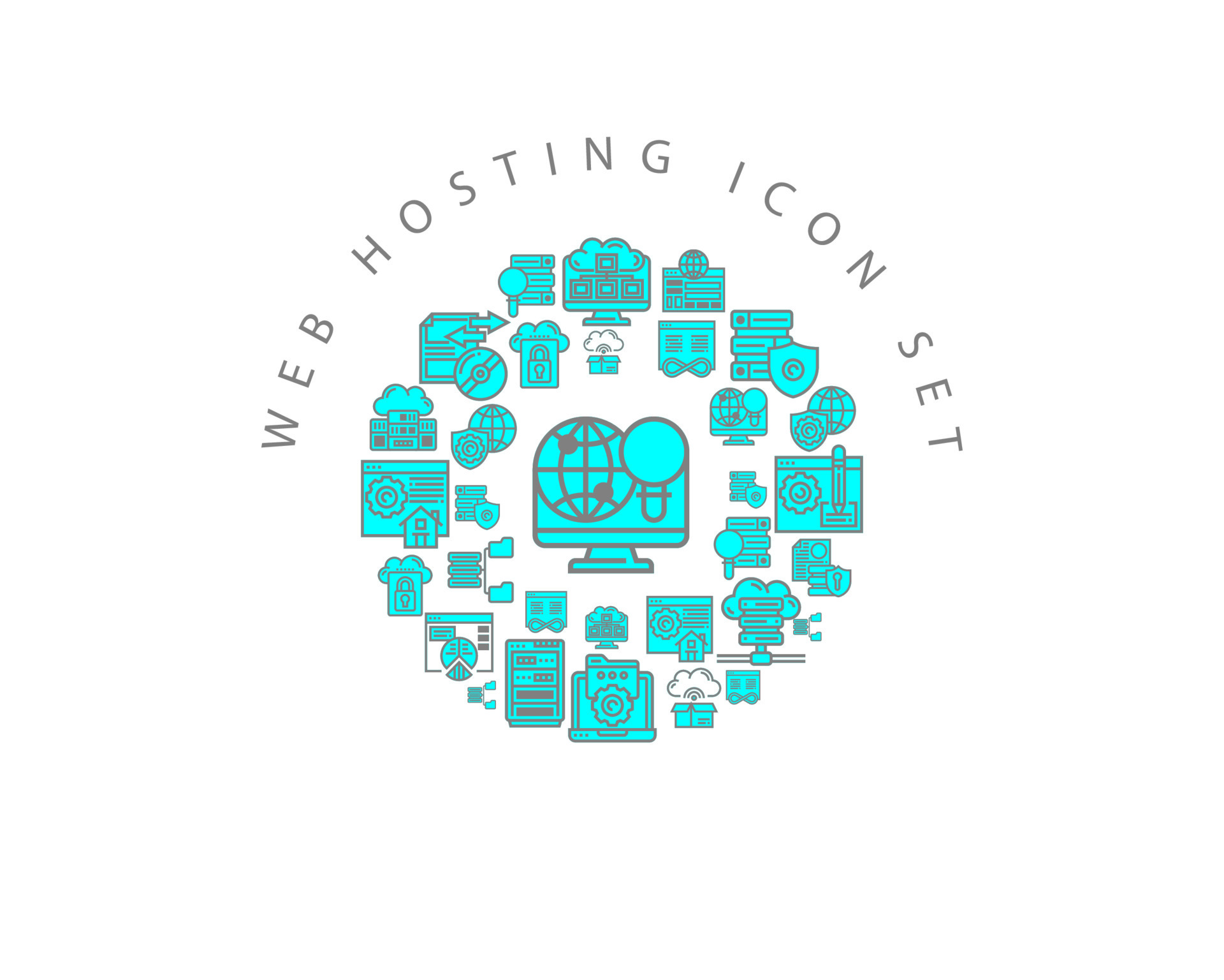 Web Hosting Icon Set Design On White Background 10723740 Vector Art At Vecteezy