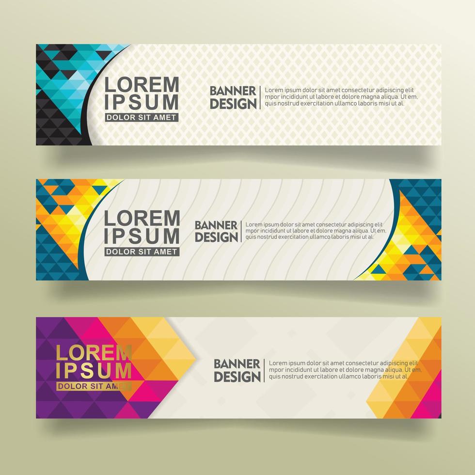 set abstract banner template design with triangle geometric polygonal ...