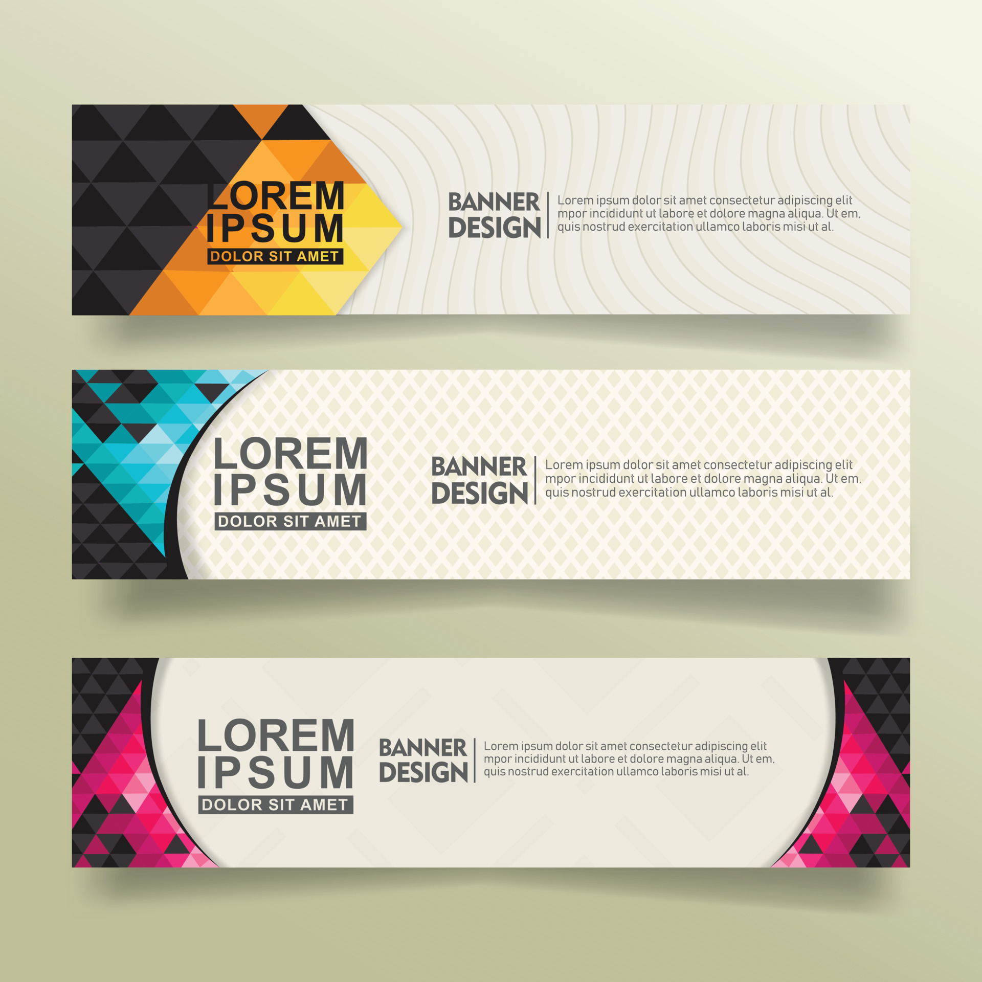 set abstract banner template design with triangle geometric polygonal ... set abstract banner template design with triangle geometric polygonal ...