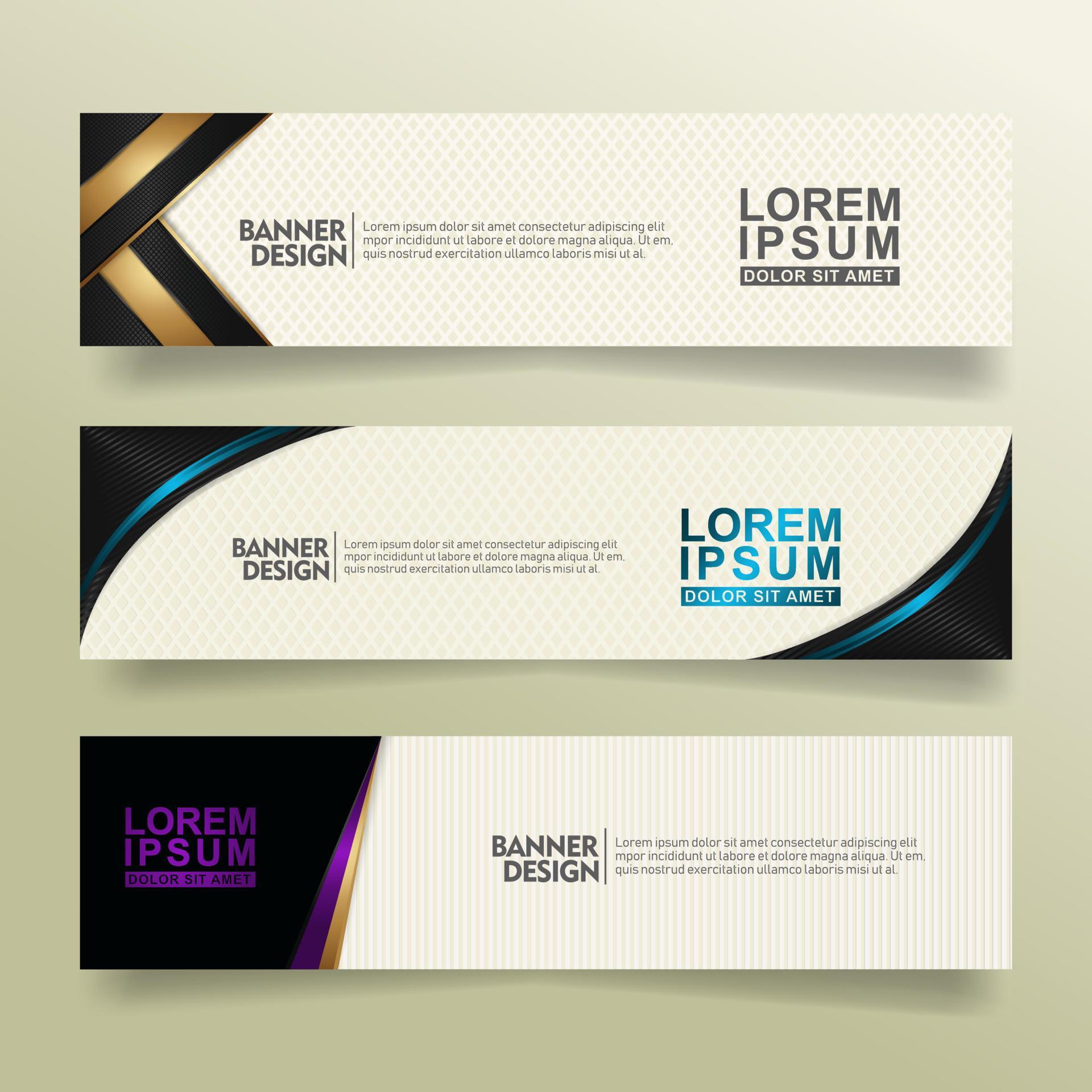 set abstract banner template design with flow line shape ornate on ...