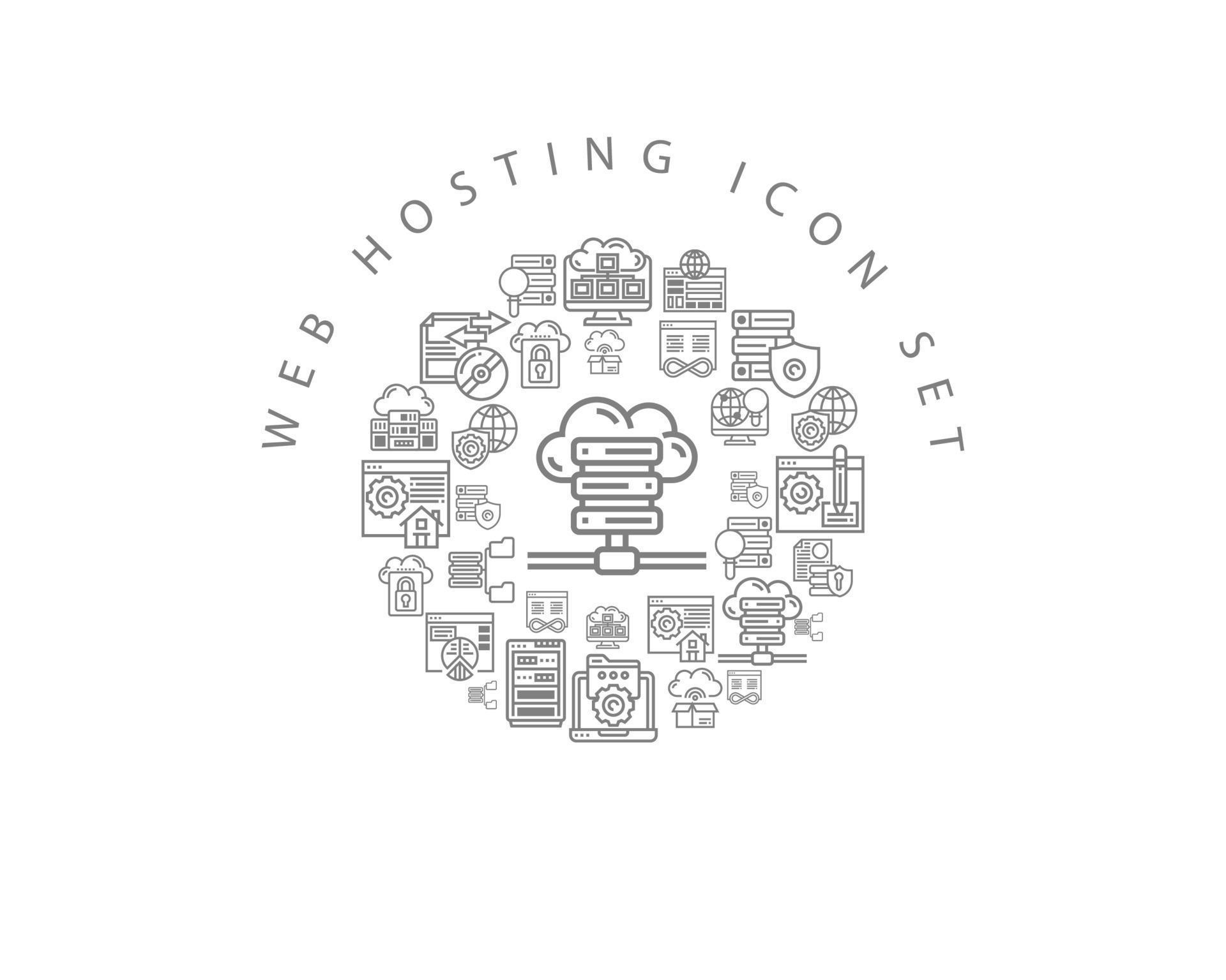 Web Hosting Icon Set Design On White Background 10728256 Vector Art At Vecteezy