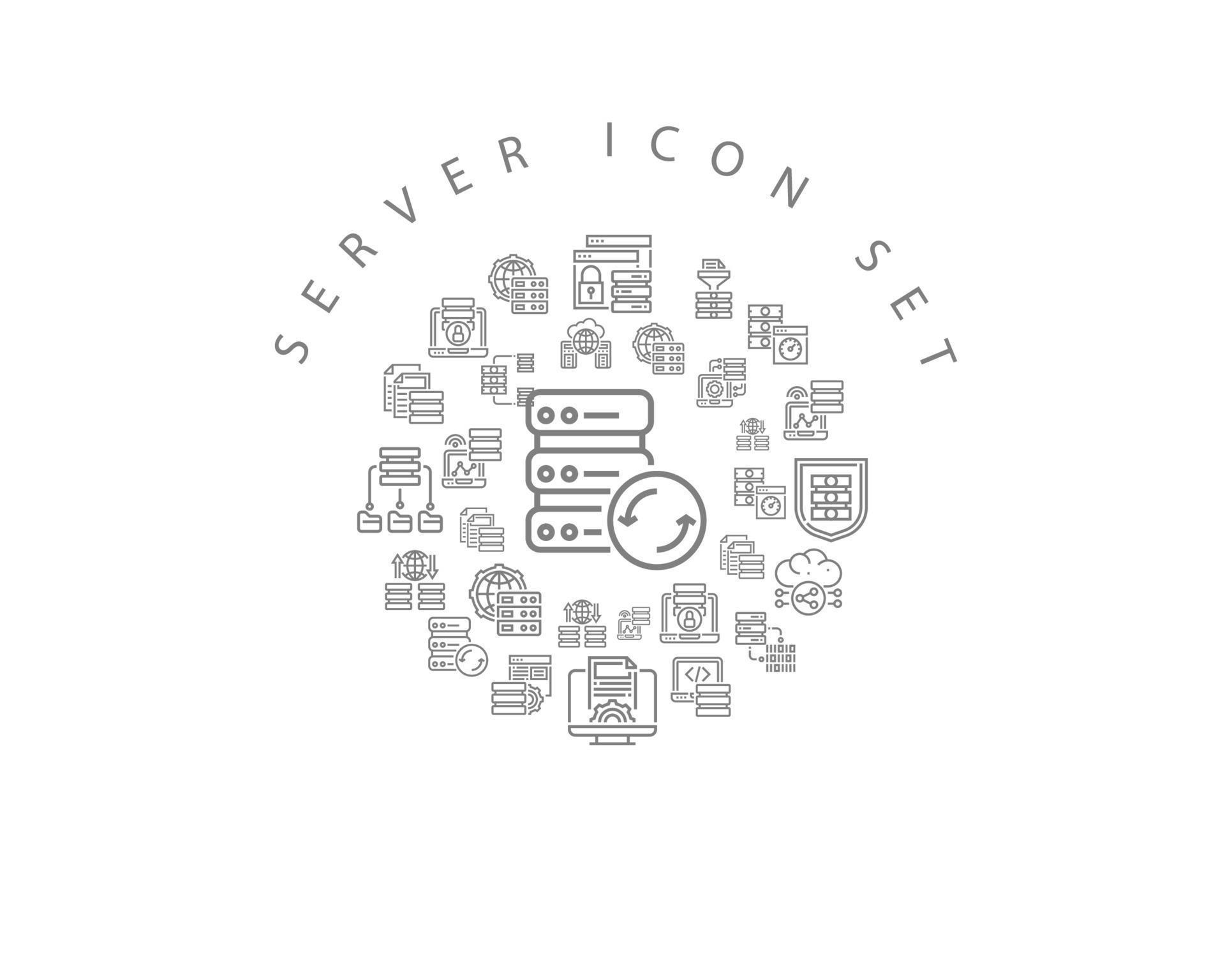 Server icon set design on white background 10728335 Vector Art at Vecteezy