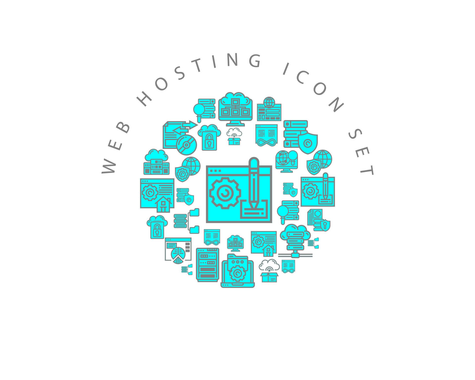 Web Hosting Icon Set Design On White Background 10728431 Vector Art At Vecteezy
