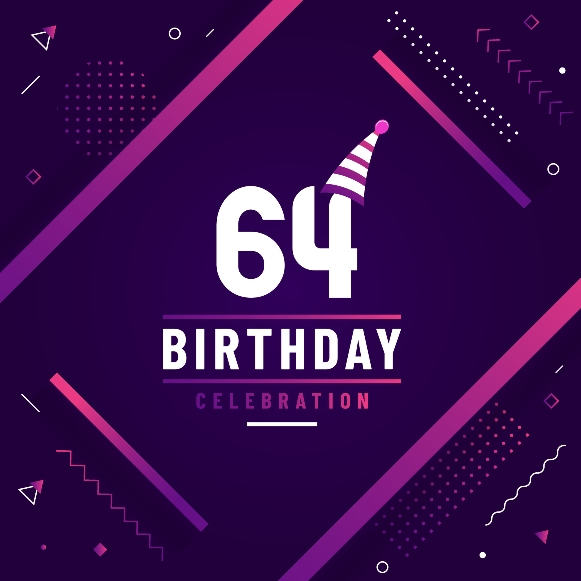64 years birthday greetings card, 64th birthday celebration background free vector. 10731822 ...