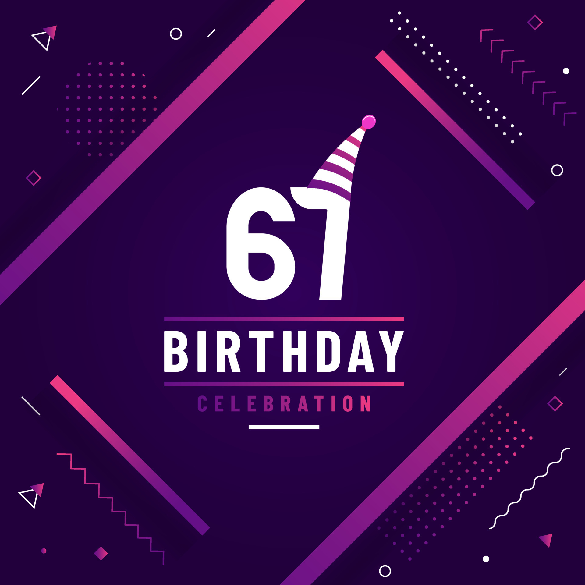 67 Years Birthday Greetings Card 67th Birthday Celebration Background