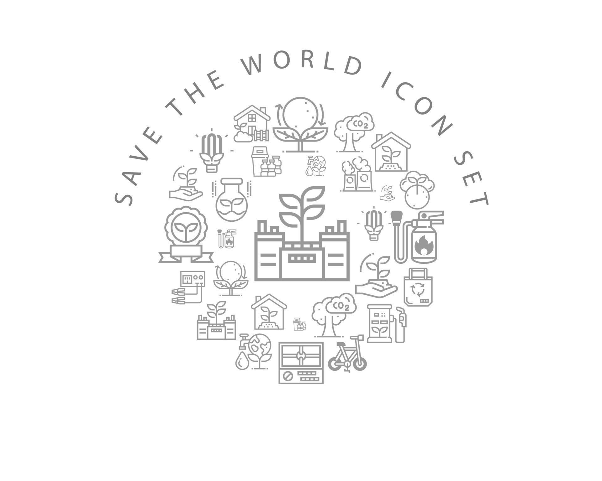 Save the world icon set design on white background 10734034 Vector Art ...