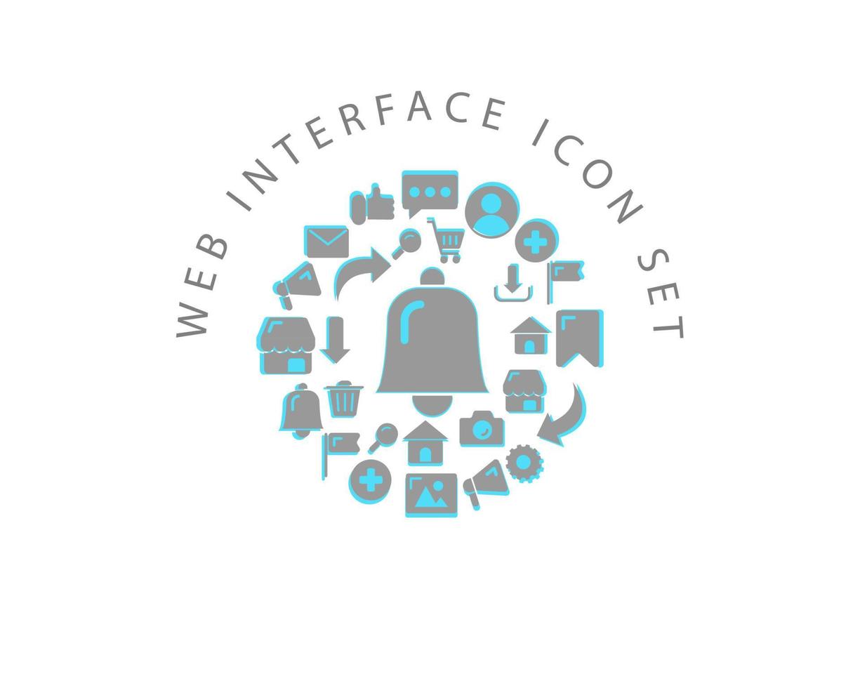 Web Interface Icon Set Design On White Background 10734880 Vector Art