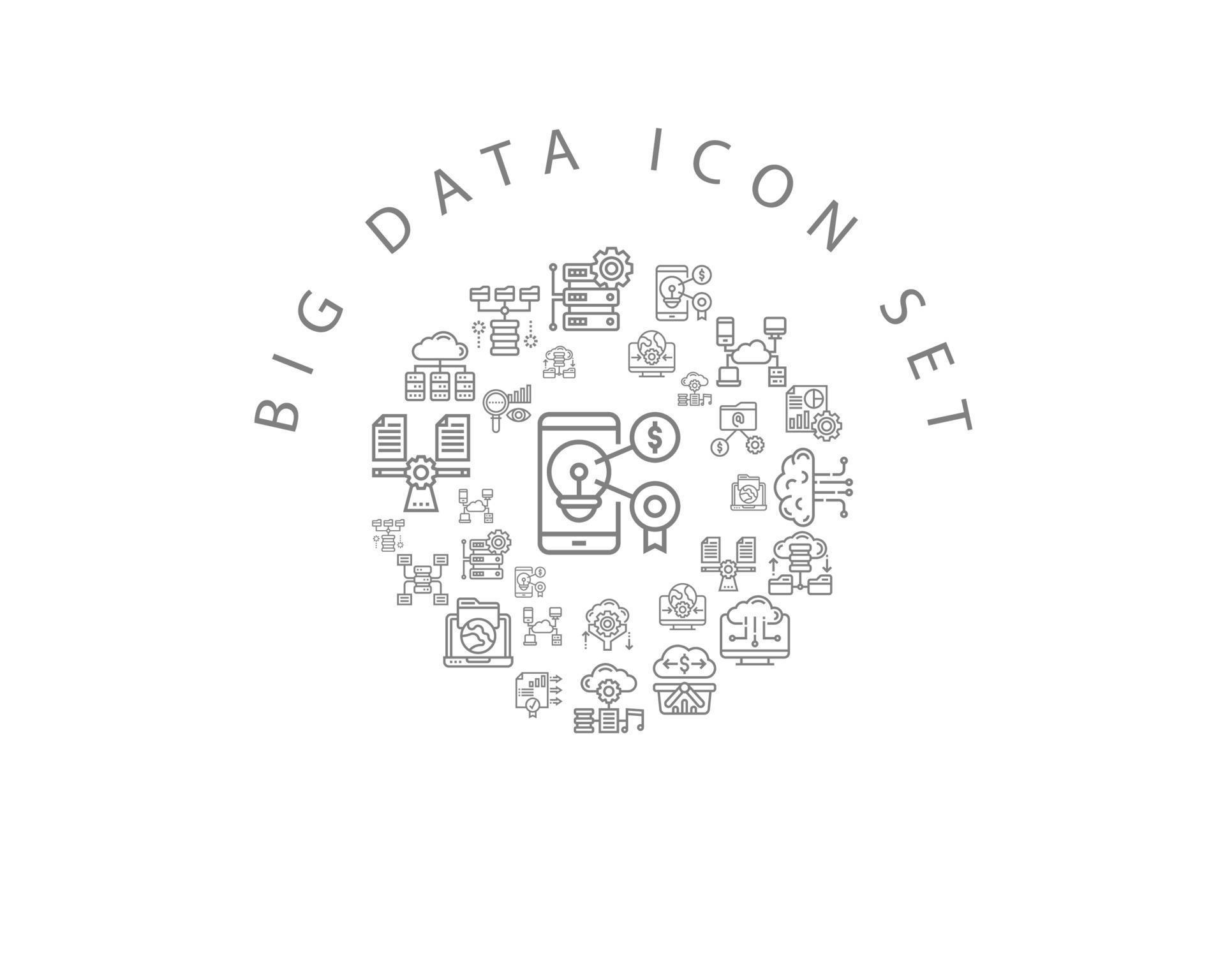 Big data icon set design on white background 10740489 Vector Art at ...