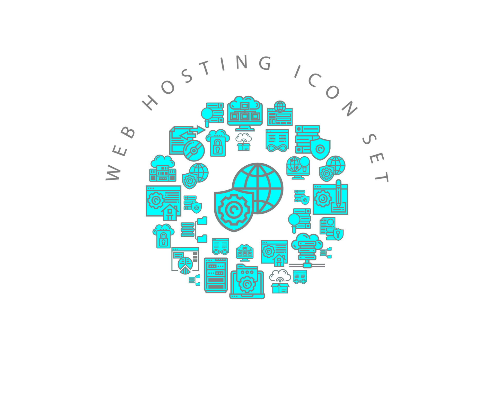 Web Hosting Icon Set Design On White Background 10740979 Vector Art At Vecteezy