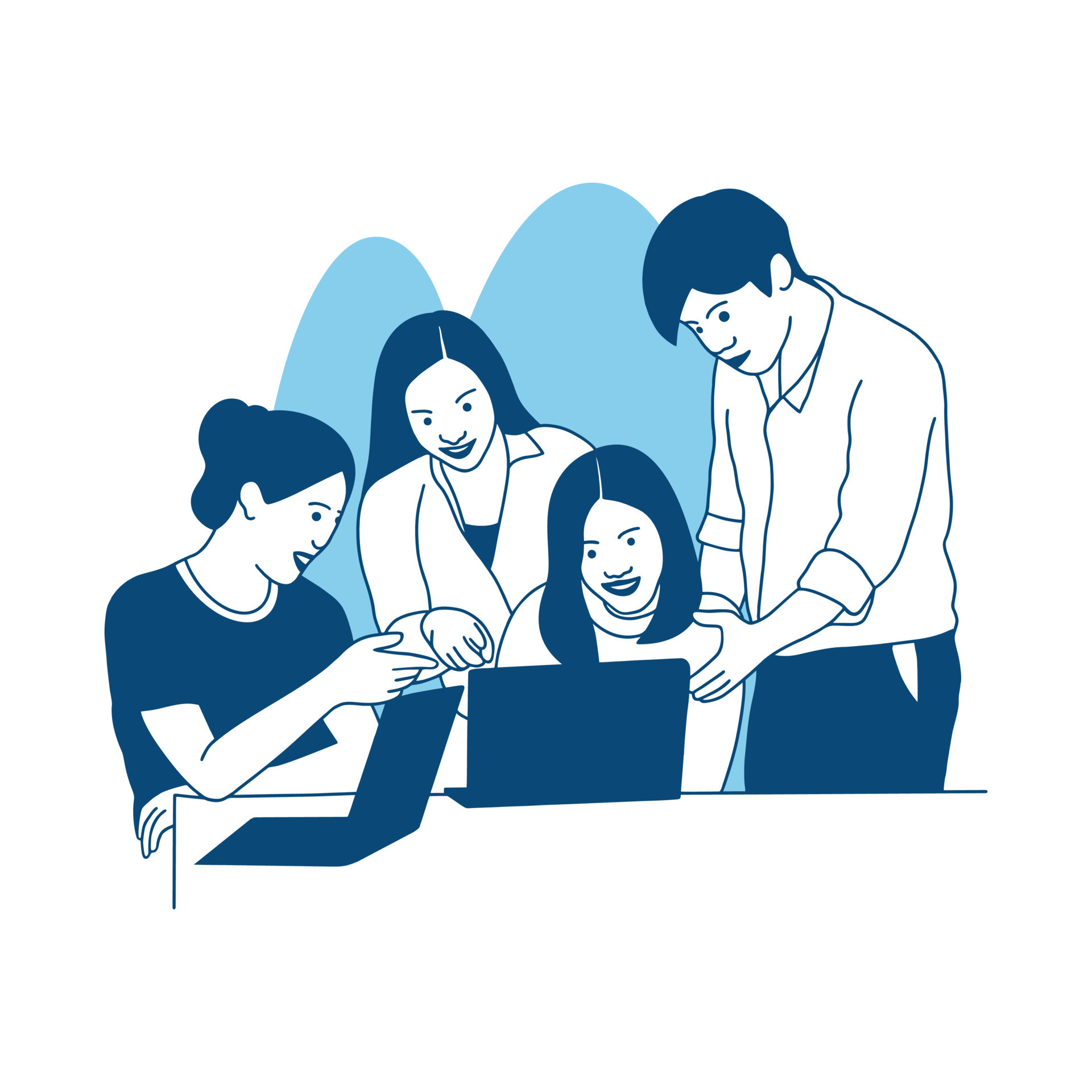 flat style vector illustration Diverse team of people working together ...