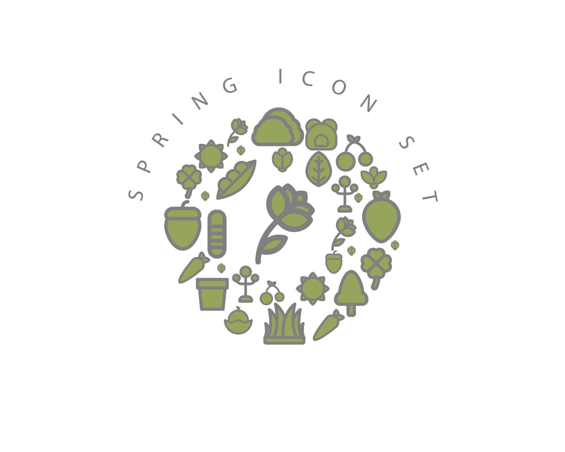 Spring icon set design on white background. 10742730 Vector Art at Vecteezy
