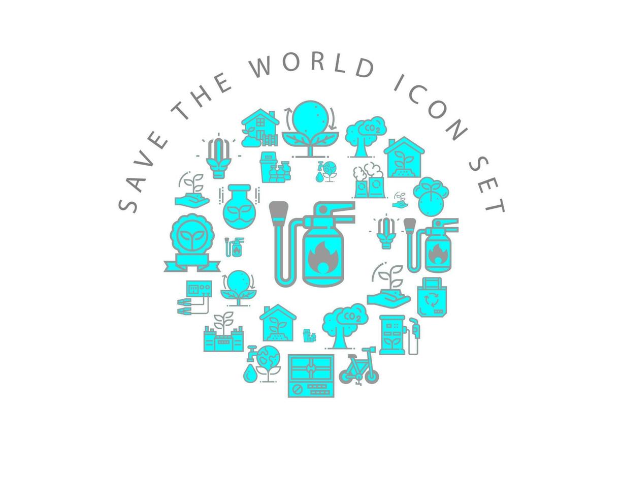 Save the world icon set design on white background 10743120 Vector Art ...