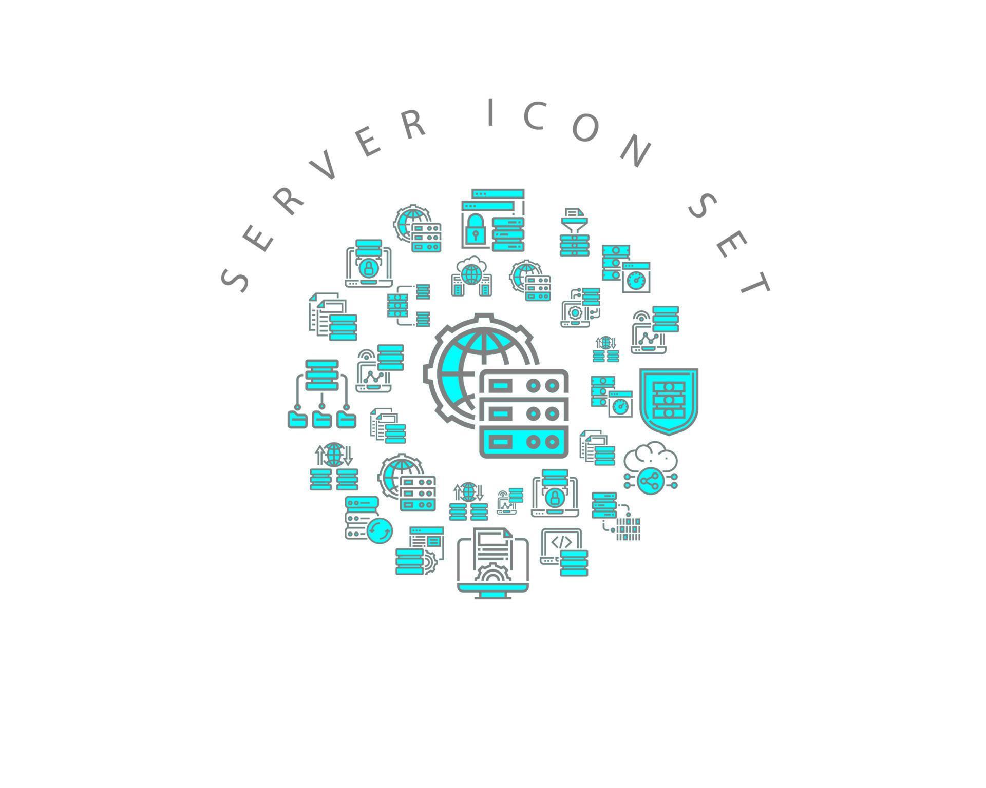 Server icon set design on white background 10743722 Vector Art at Vecteezy