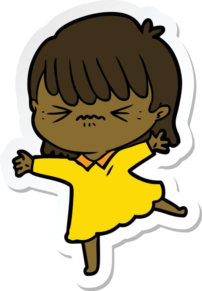 Sticker Of A Stressed Out Cartoon Girl 10743956 Vector Art At Vecteezy