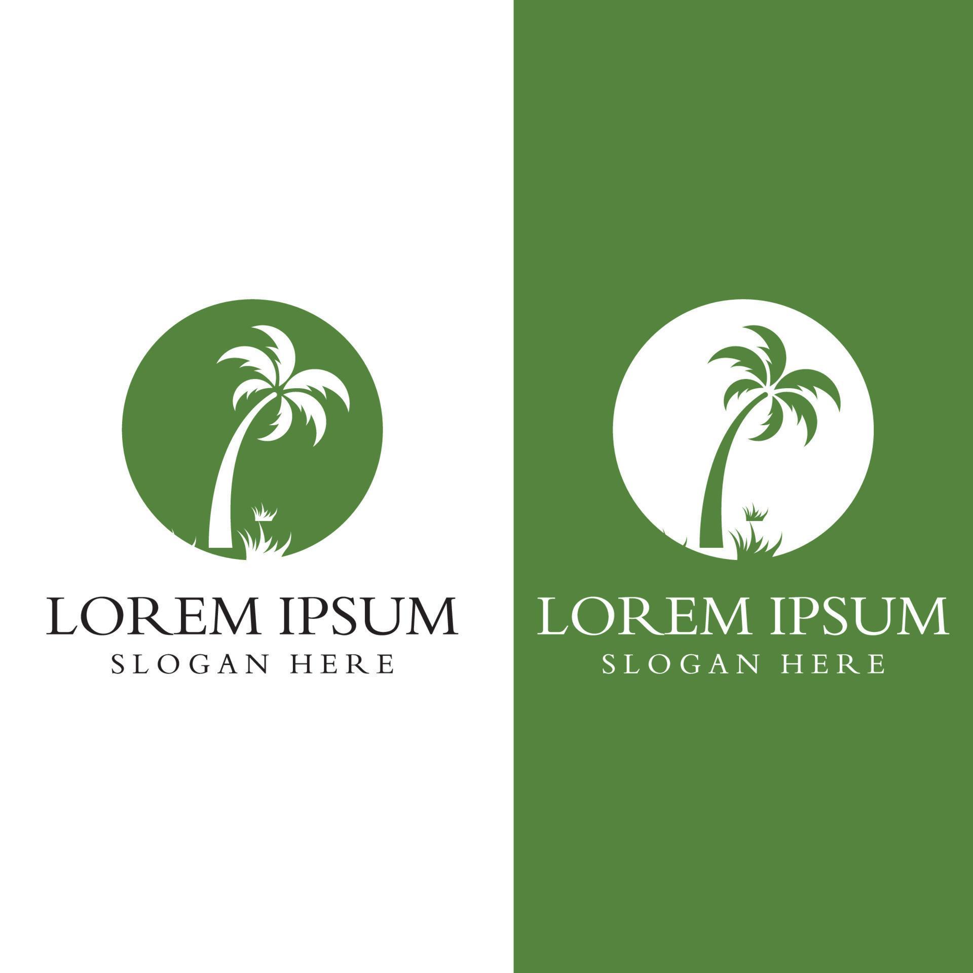 Palm tree logo, palm with waves and sun. Using Illustrator template ...