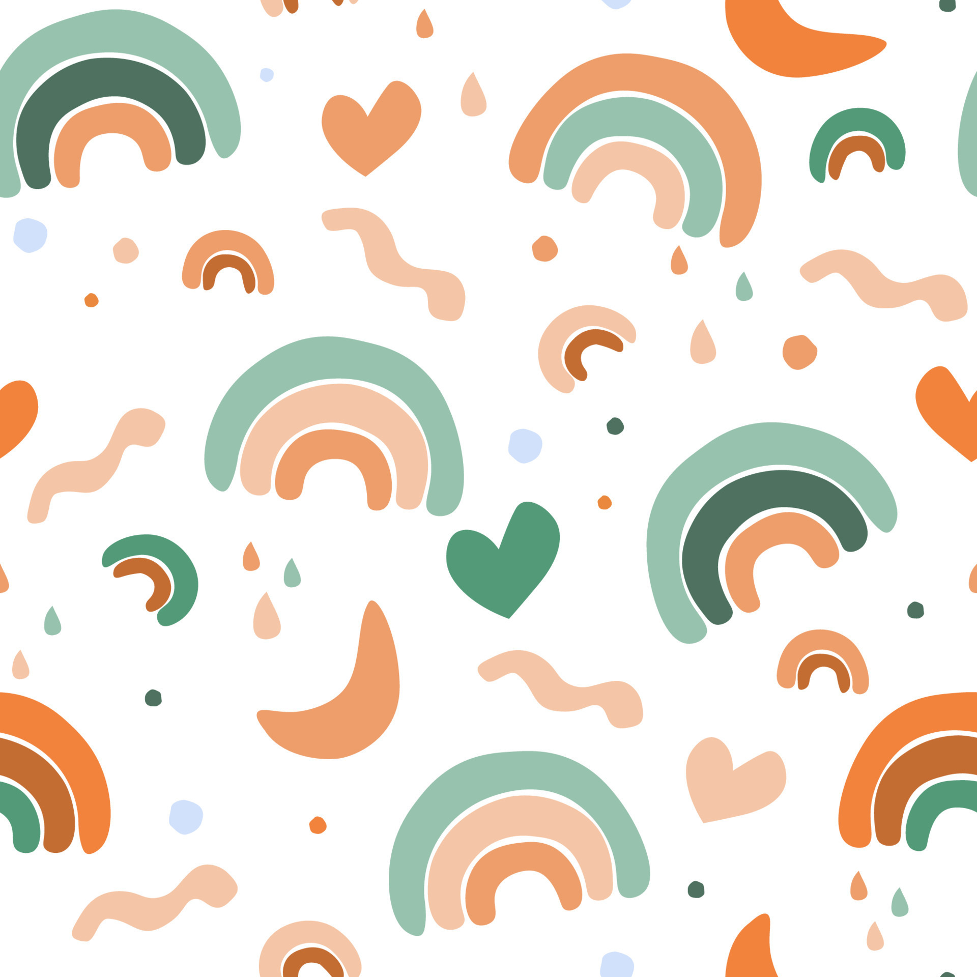 Seamless pattern with cute baby print. Abstract minimalistic rainbows ...