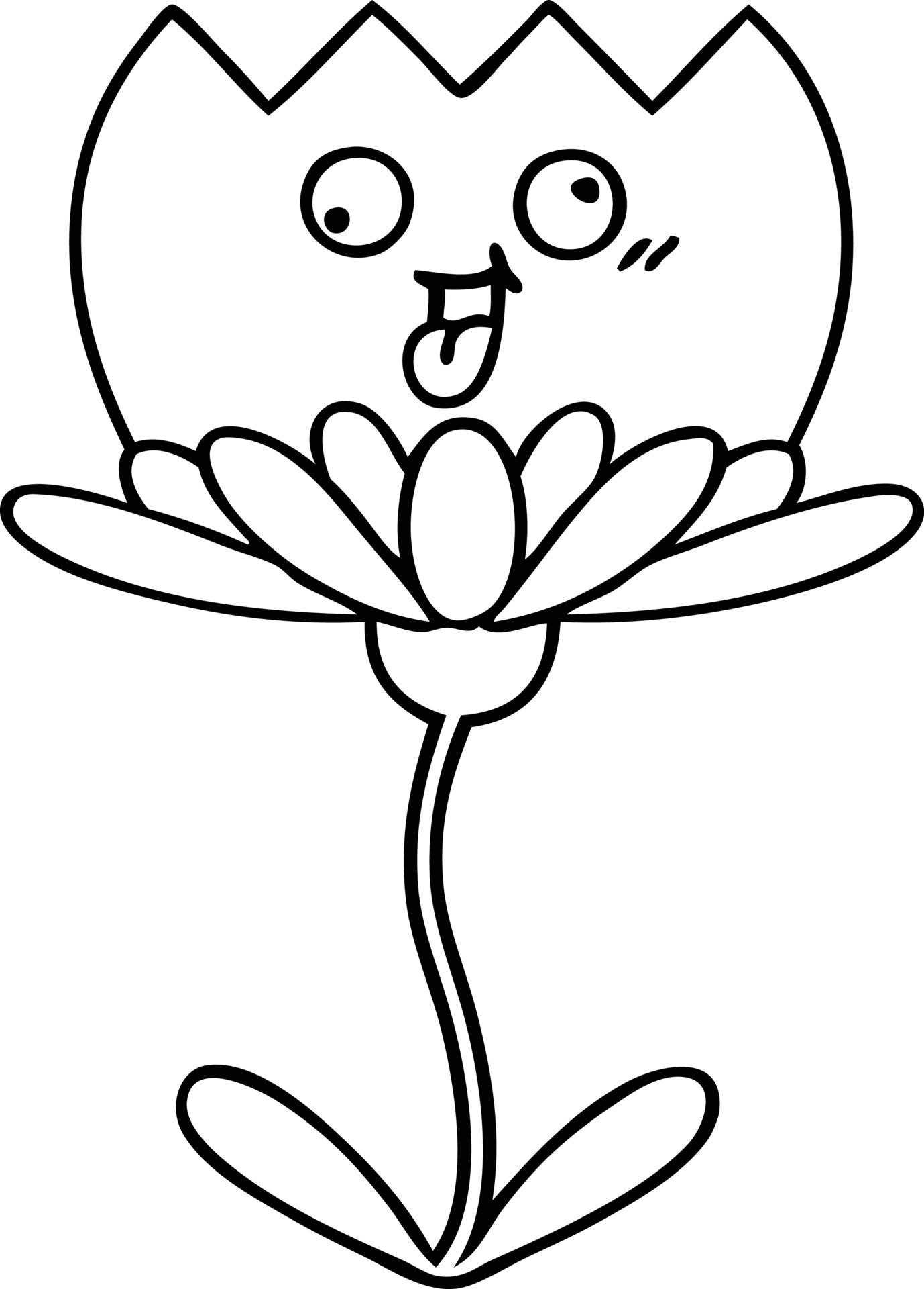 Line Drawing Cartoon Flower 10748444 Vector Art At Vecteezy