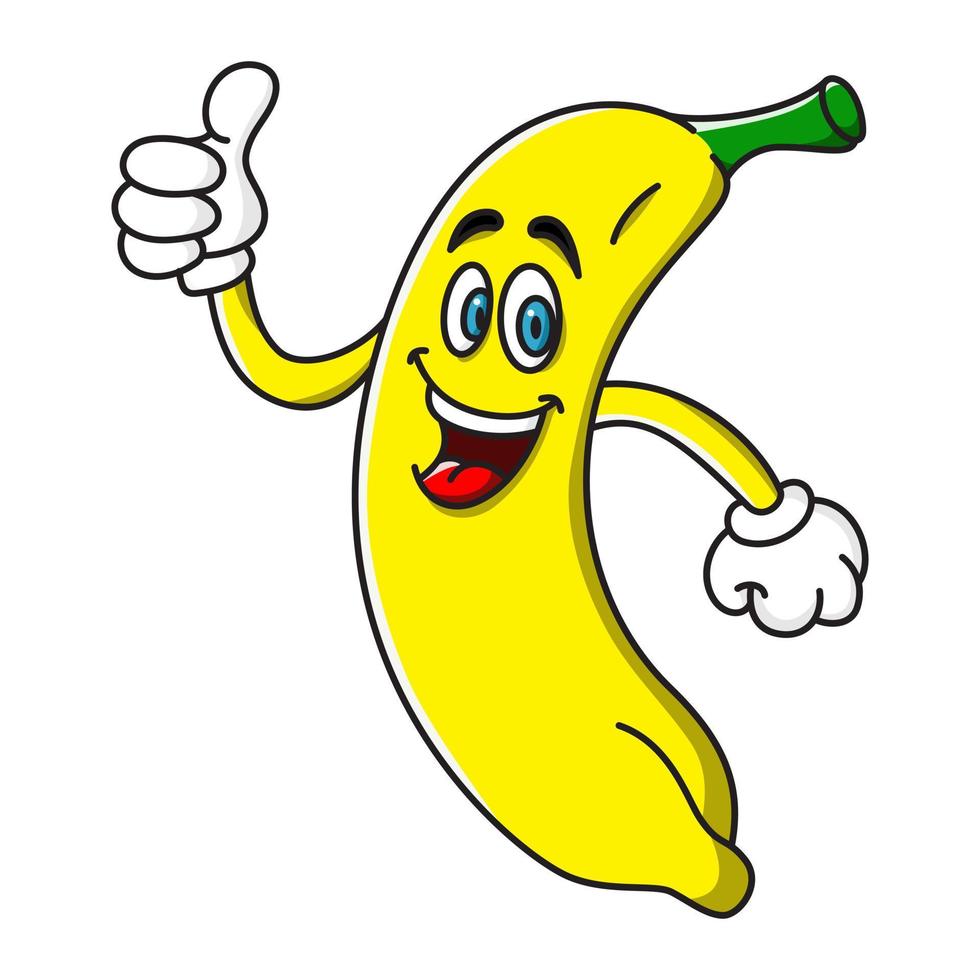cara de sonrisa de dibujos animados de plátano con el pulgar hacia ... cara de sonrisa de dibujos animados de plátano con el pulgar hacia ...
