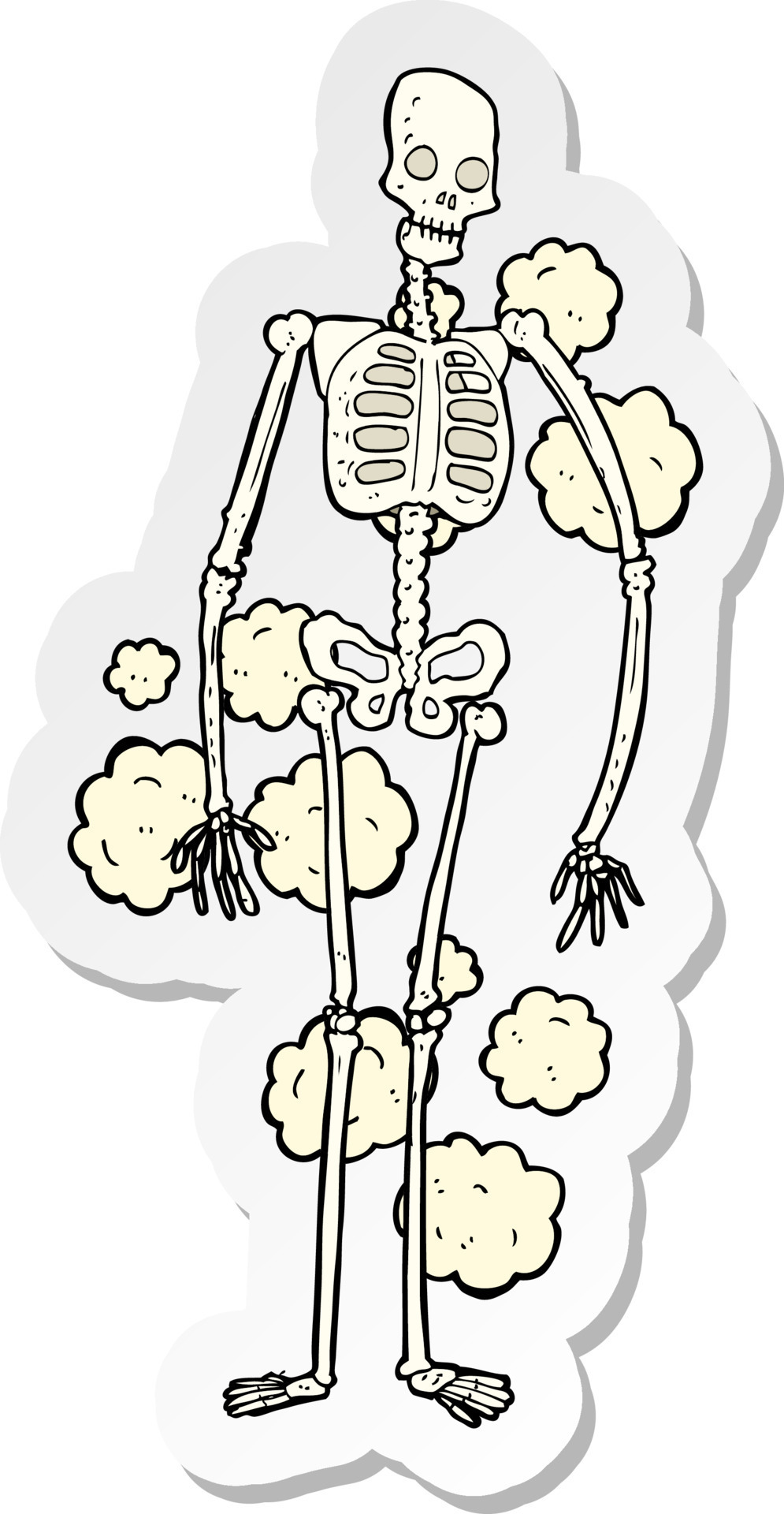 sticker of a cartoon dusty old skeleton 10752692 Vector Art at Vecteezy