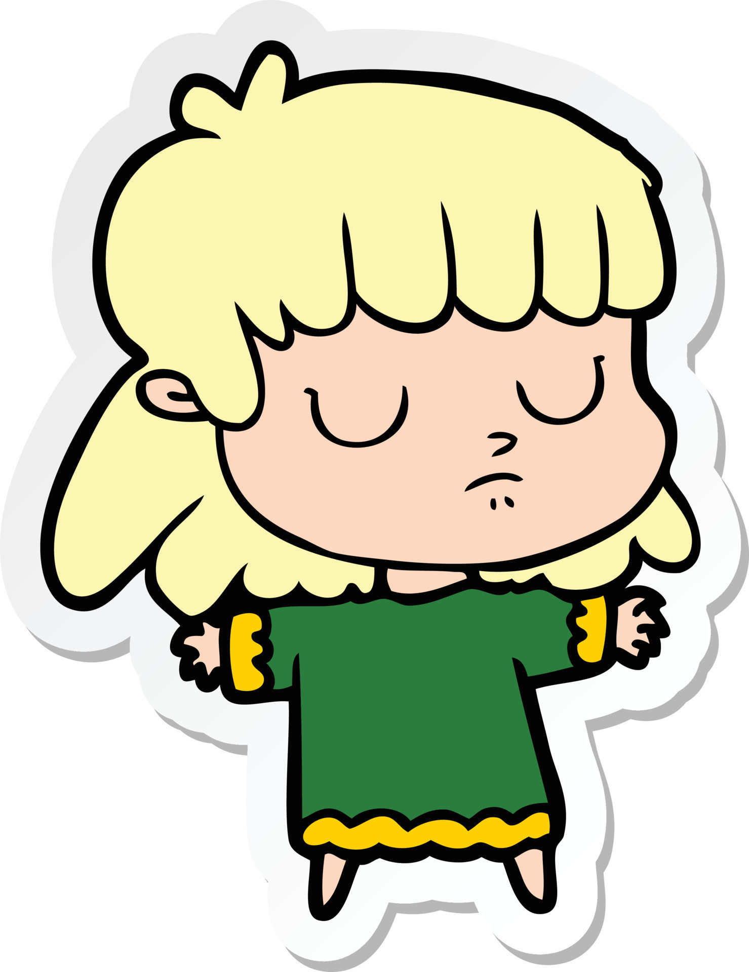 sticker of a cartoon indifferent woman 10754707 Vector Art at Vecteezy