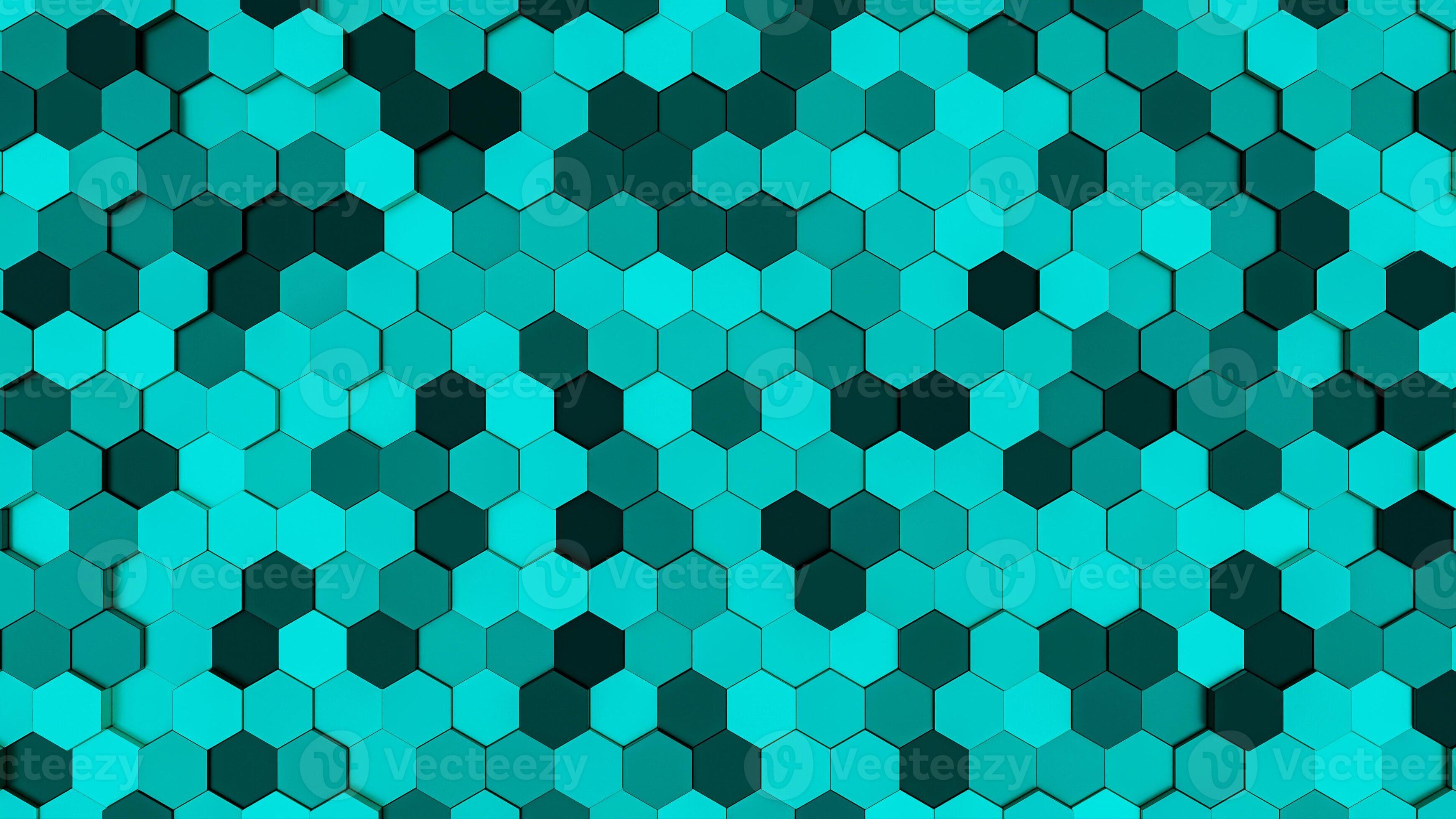 Cyan neon hexagonal background. Geometric abstract wallpaper. 3D ... Cyan neon hexagonal background. Geometric abstract wallpaper. 3D ...