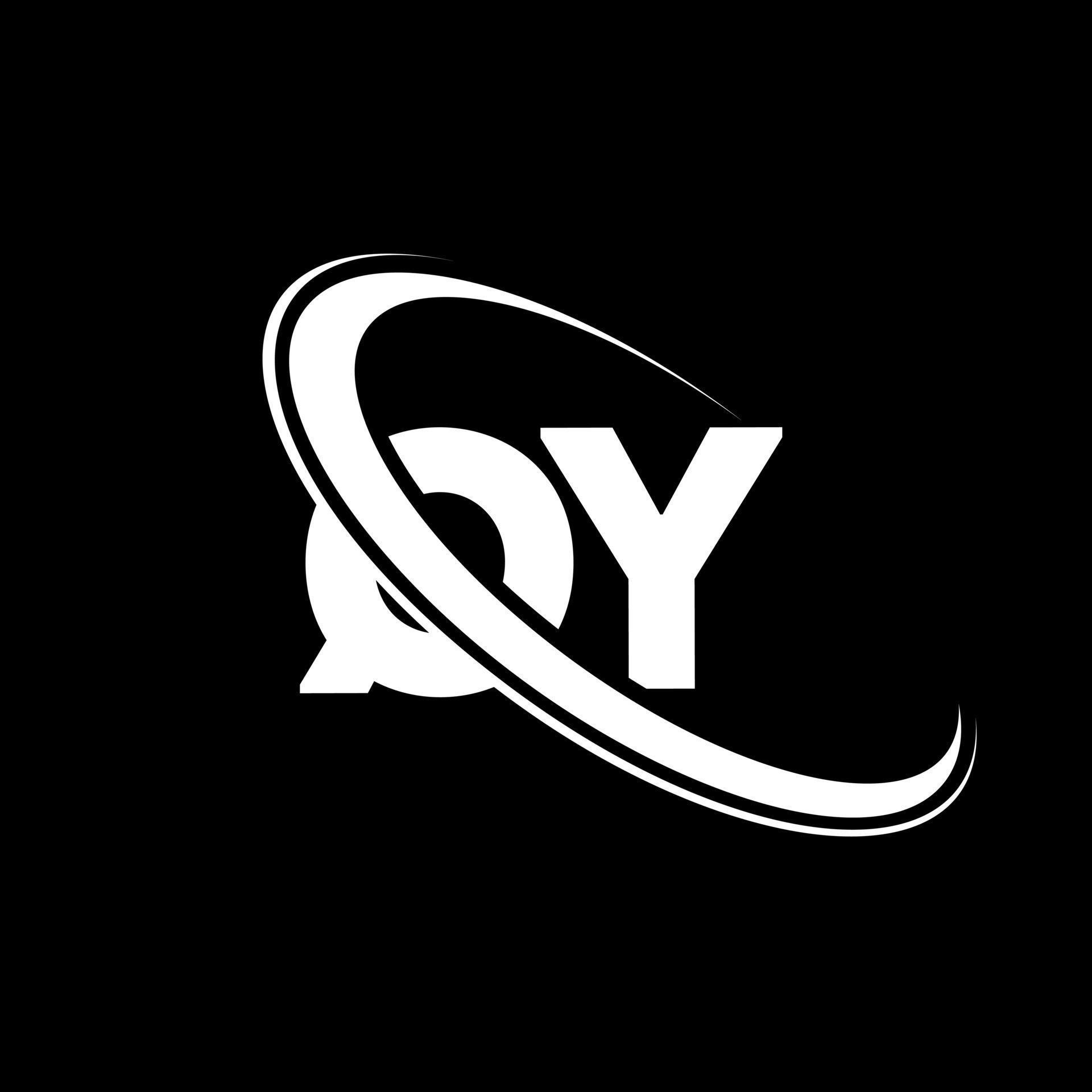 QY logo. Q Y design. White QY letter. QY letter logo design. Initial letter QY linked circle ...