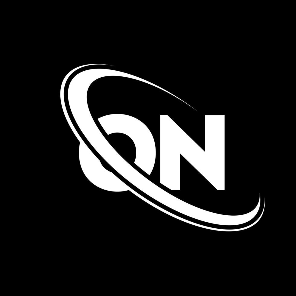 ON logo. O N design. White ON letter. ON letter logo design. Initial letter ON linked circle ...