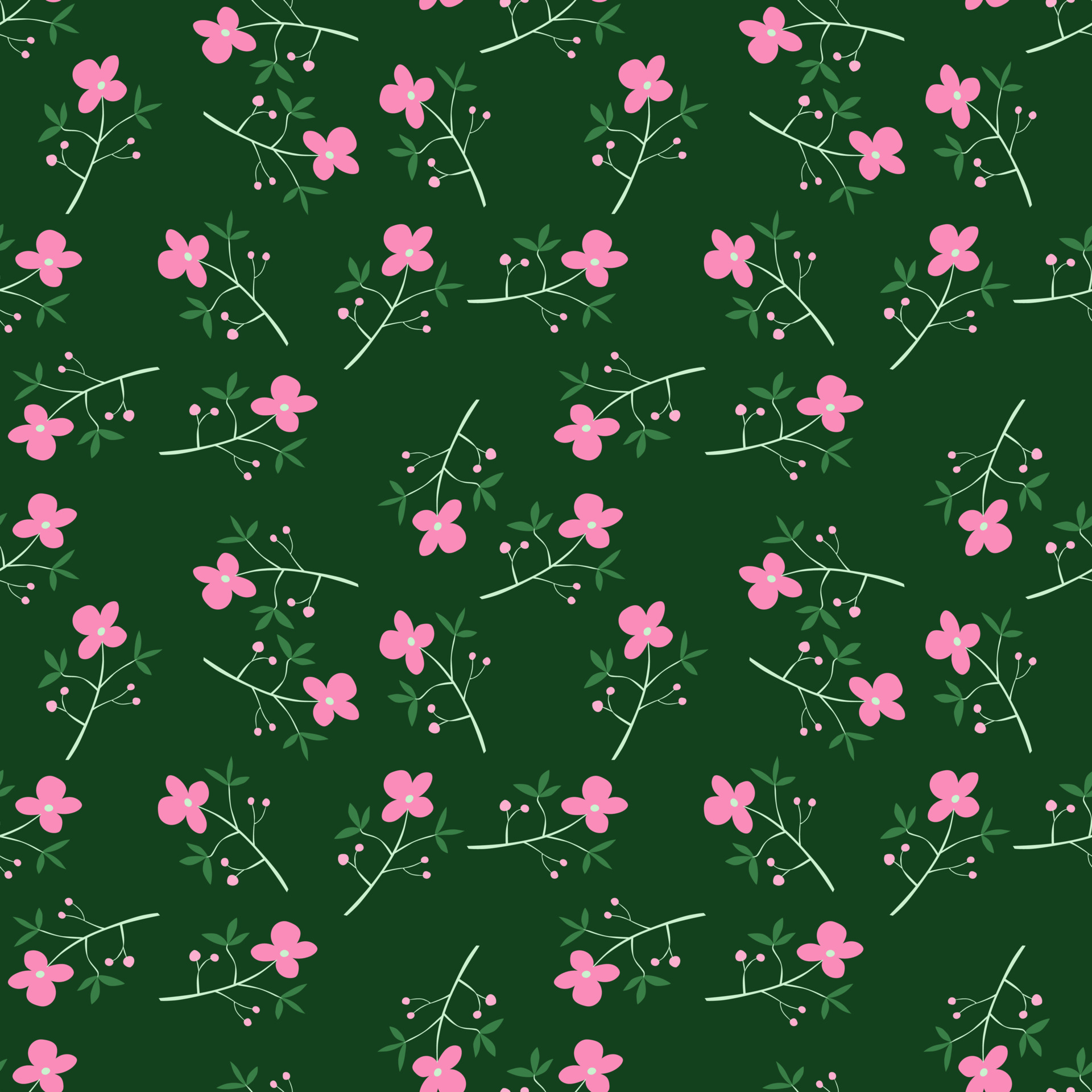 Romantic hand drawn flower seamless pattern. Simple abstract floral ...