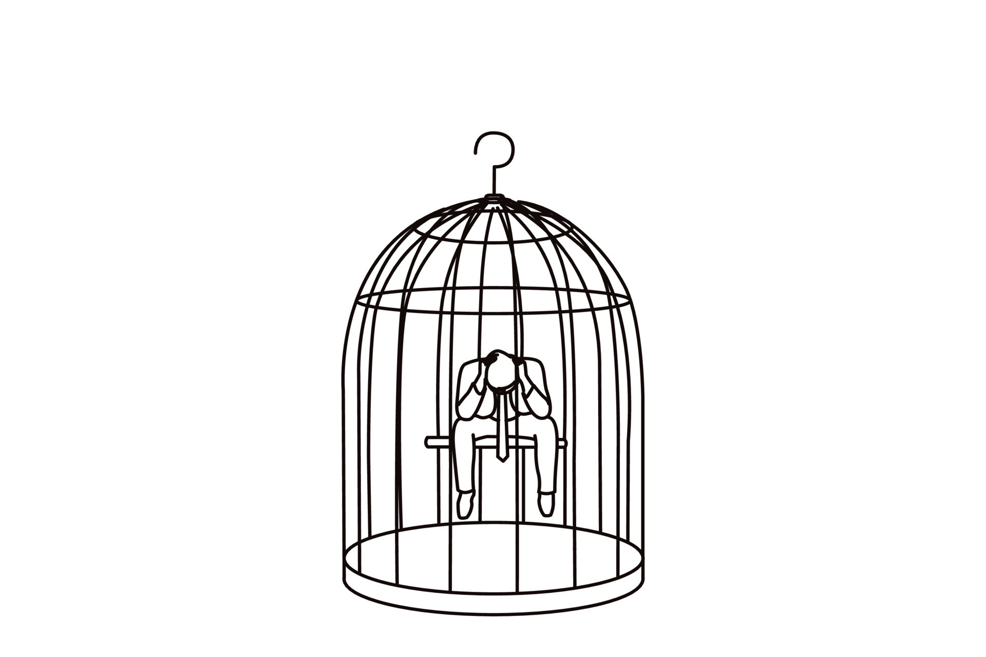 Drawing Of Alone Desperate Businessman In A Bird Cage Want To Resign drawing-of-alone-desperate-businessman-in-a-bird-cage-want-to-resign