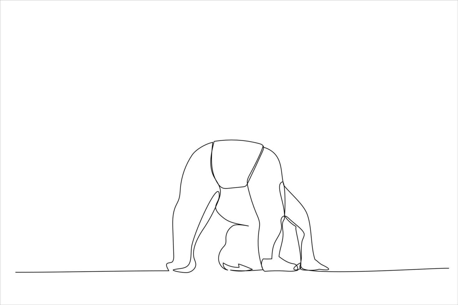 Illustration of funny baby standing on his head, isolated on white. One ...