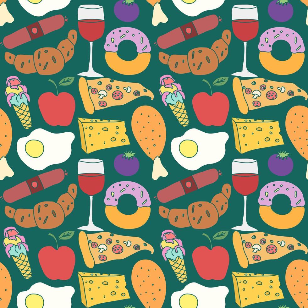 Seamless Food Pattern Doodle Food Background Food Illustration