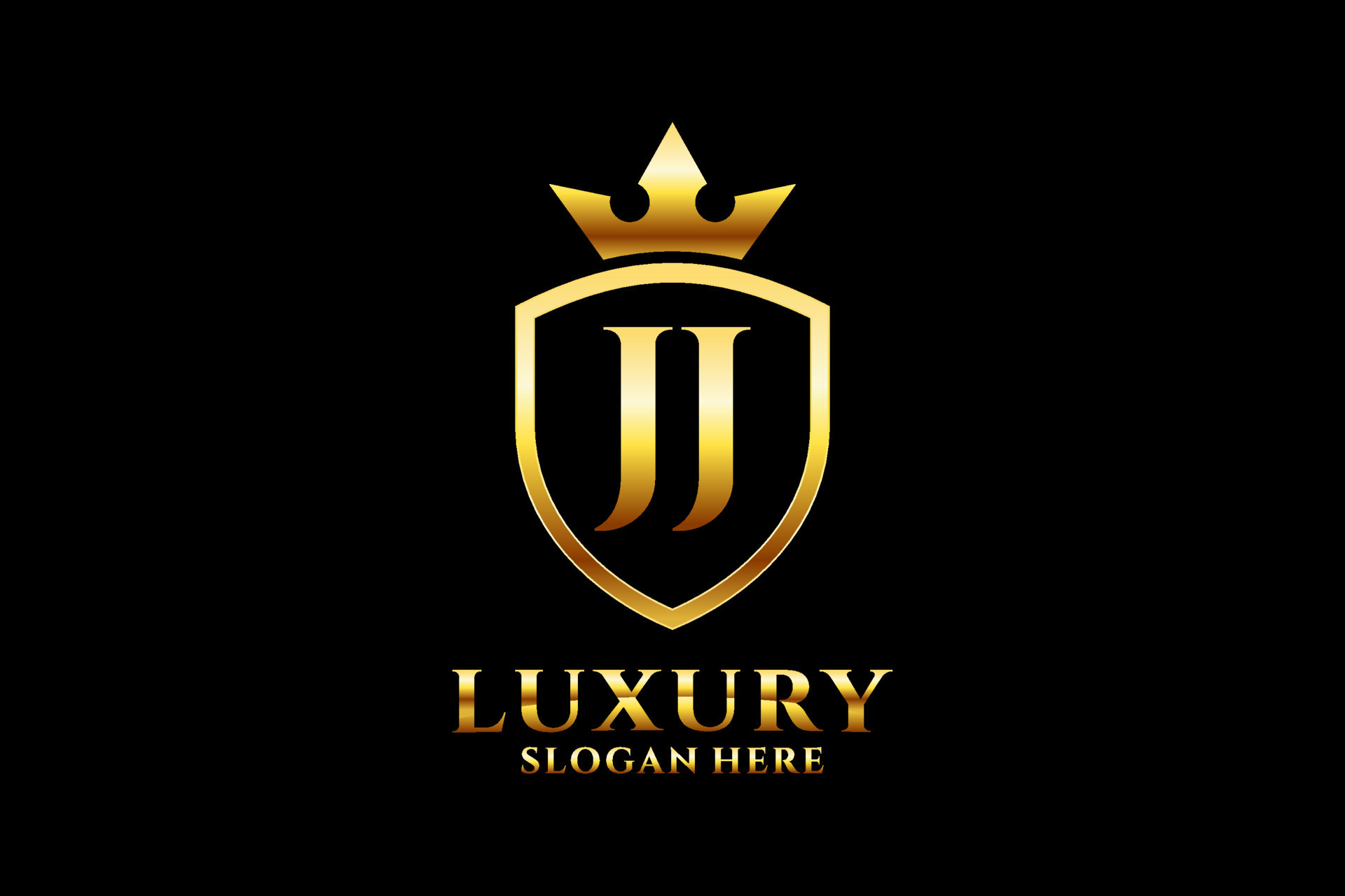initial JJ elegant luxury monogram logo or badge template with scrolls and royal crown - perfect ...