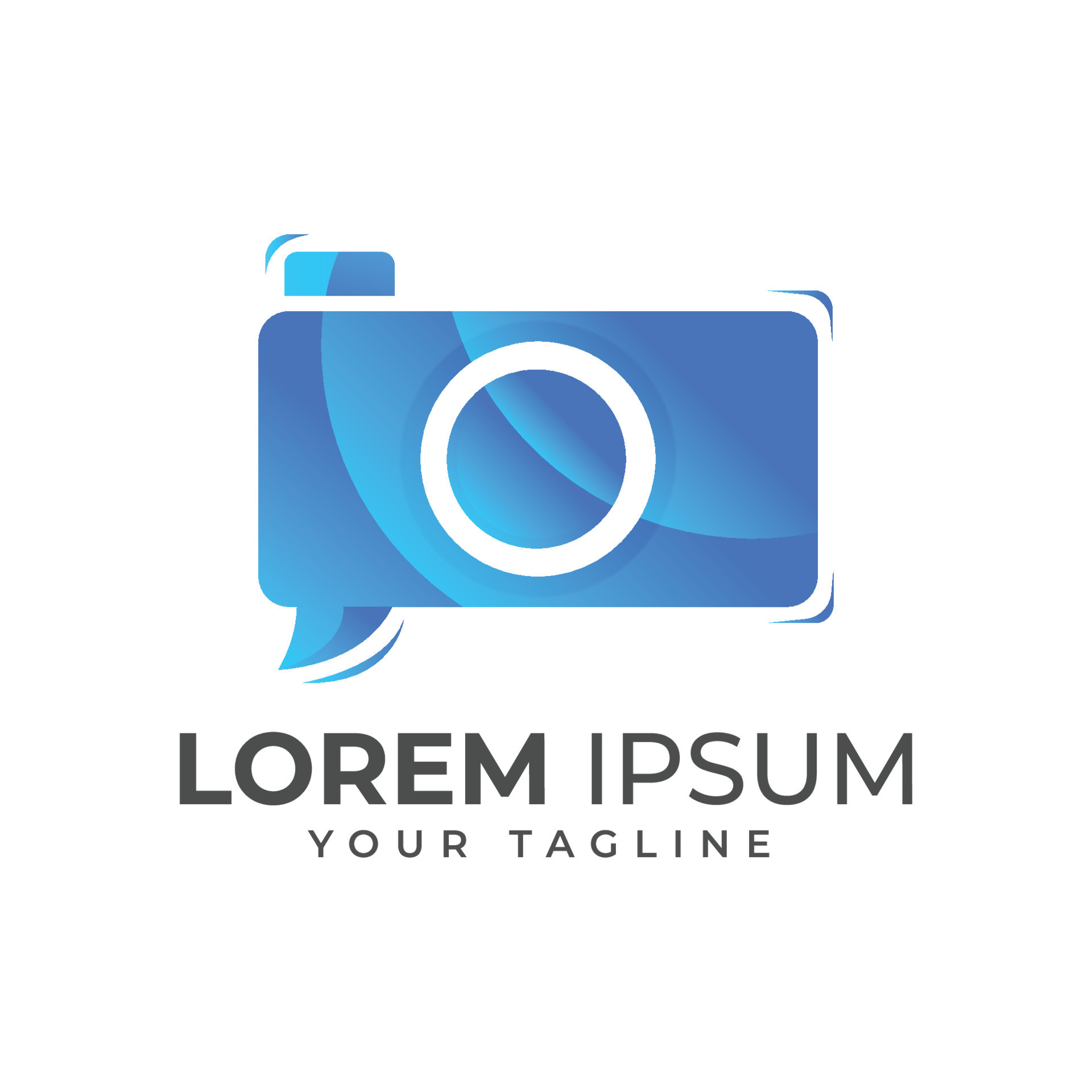 creative template logo camera with chat box, chat bubble. vector ...