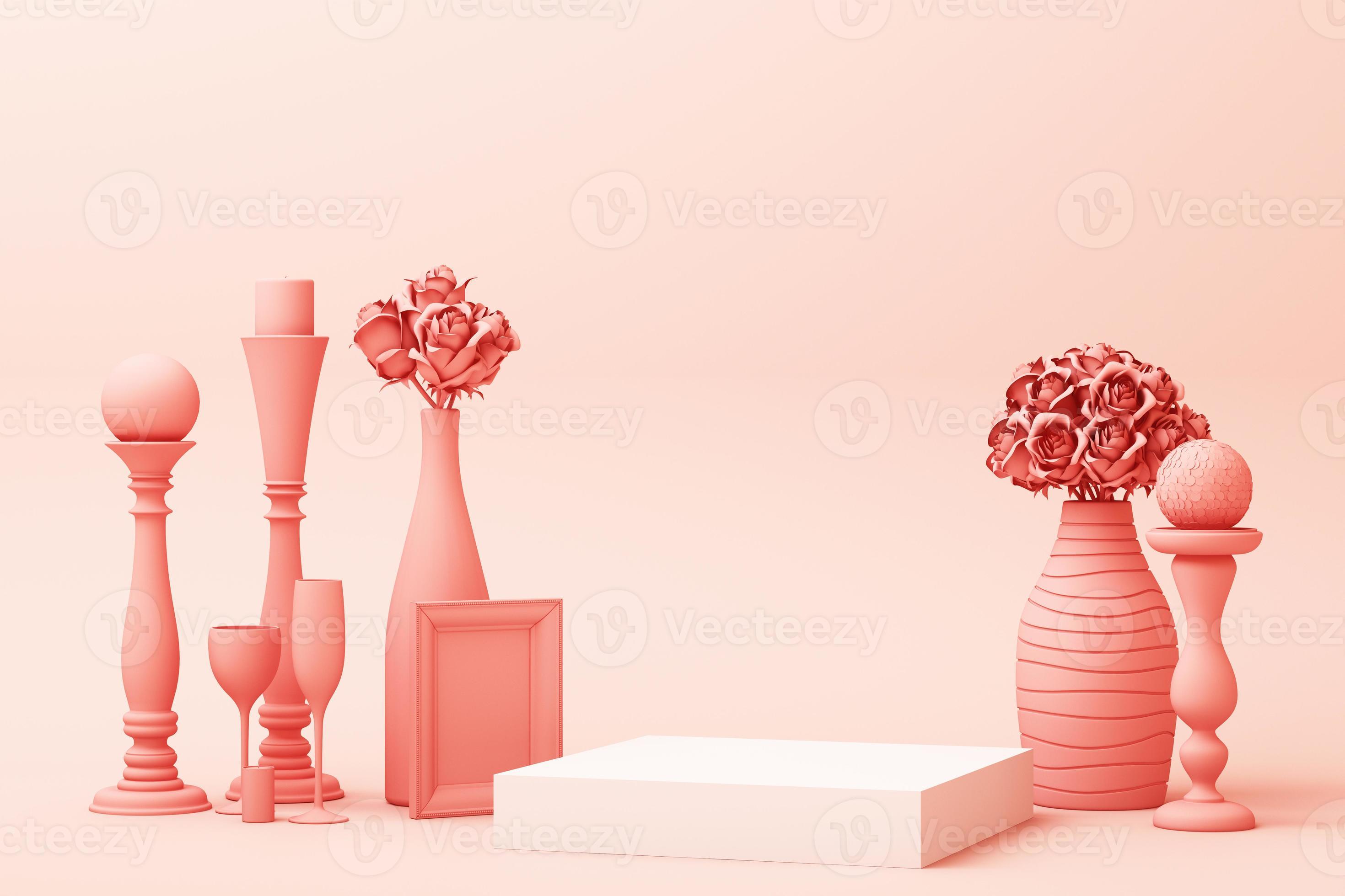 Abstract Geometric Shape Pastel Pink Color Scene Minimal With Decoration And Prop Design For