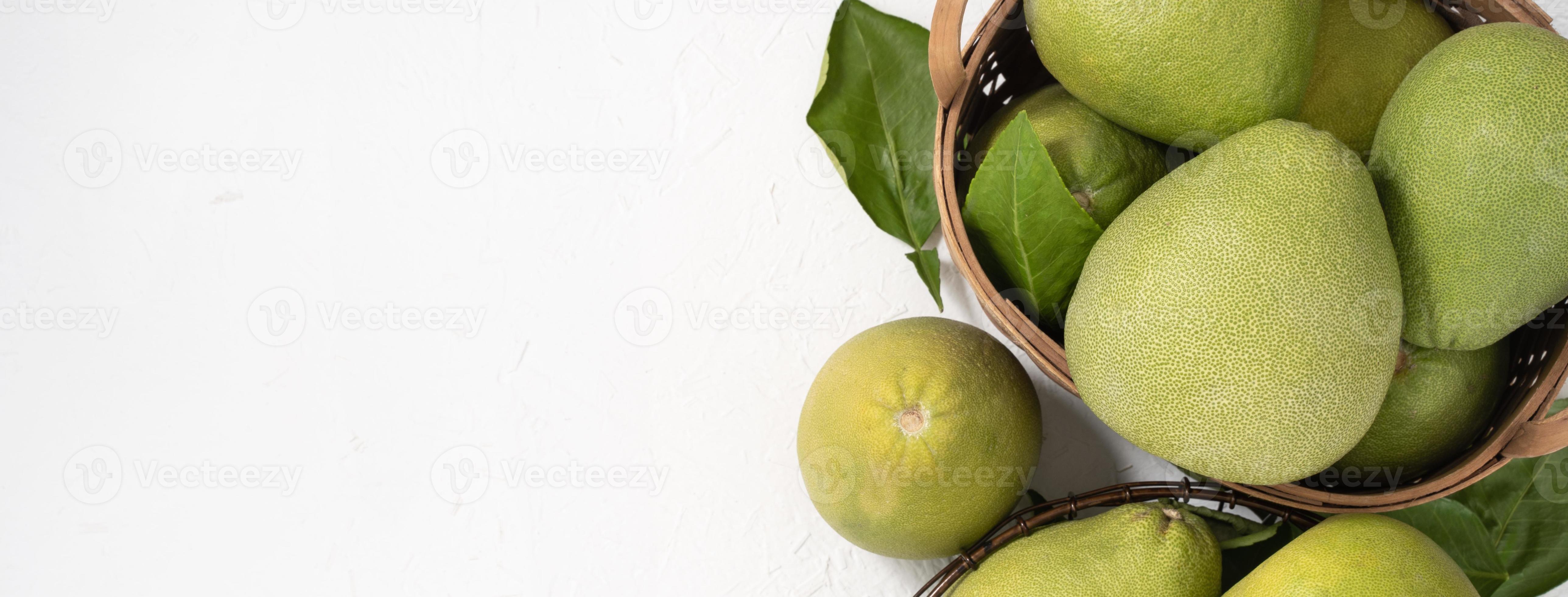 Fresh pomelo, pummelo, grapefruit, shaddock on white background, fruit for Mid-autumn festival ...