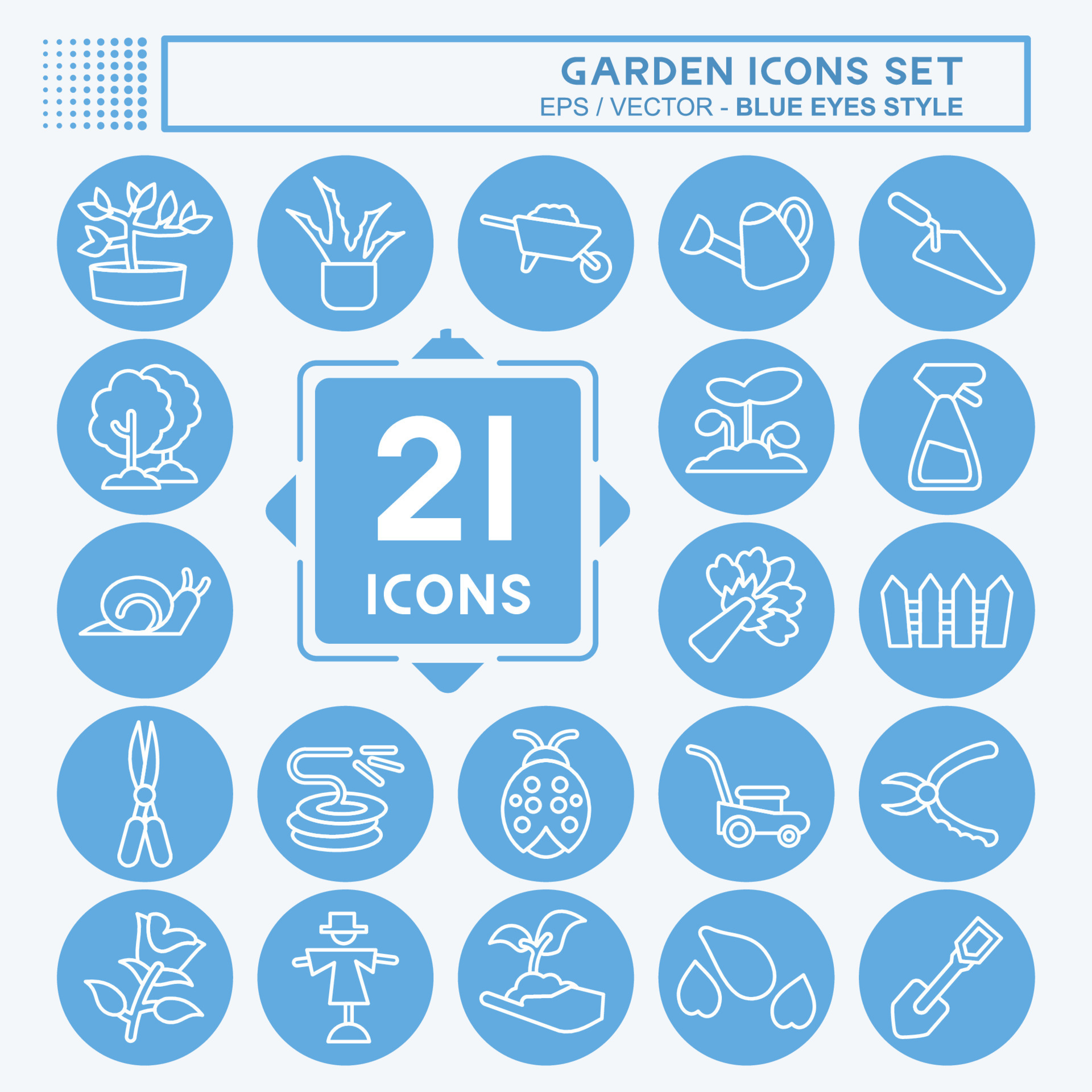 Icon Set Garden. suitable for Garden symbol. blue eyes style. simple ...