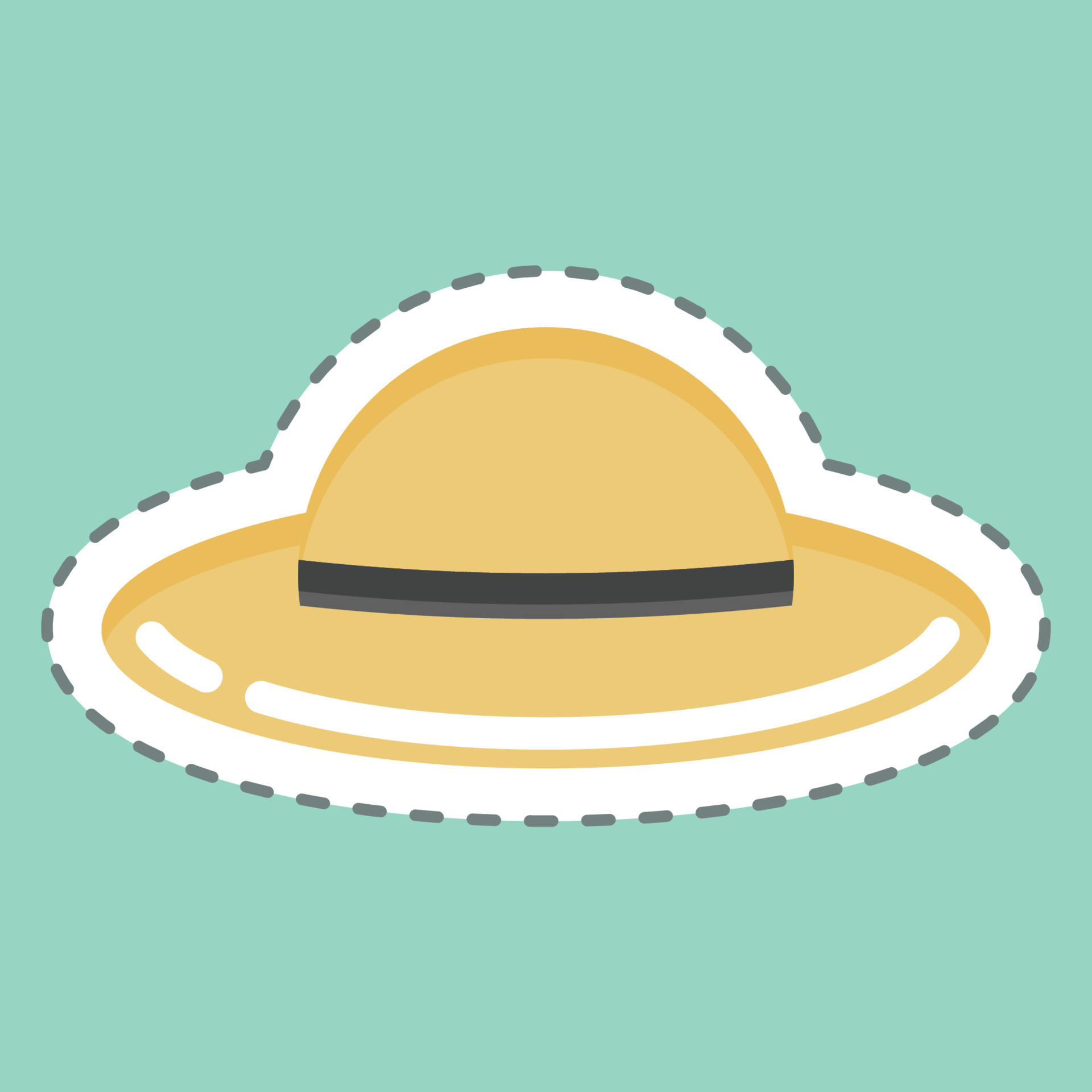 Sticker Line Cut Hat Suitable For Summer Symbol Simple Design Editable Design Template Vector