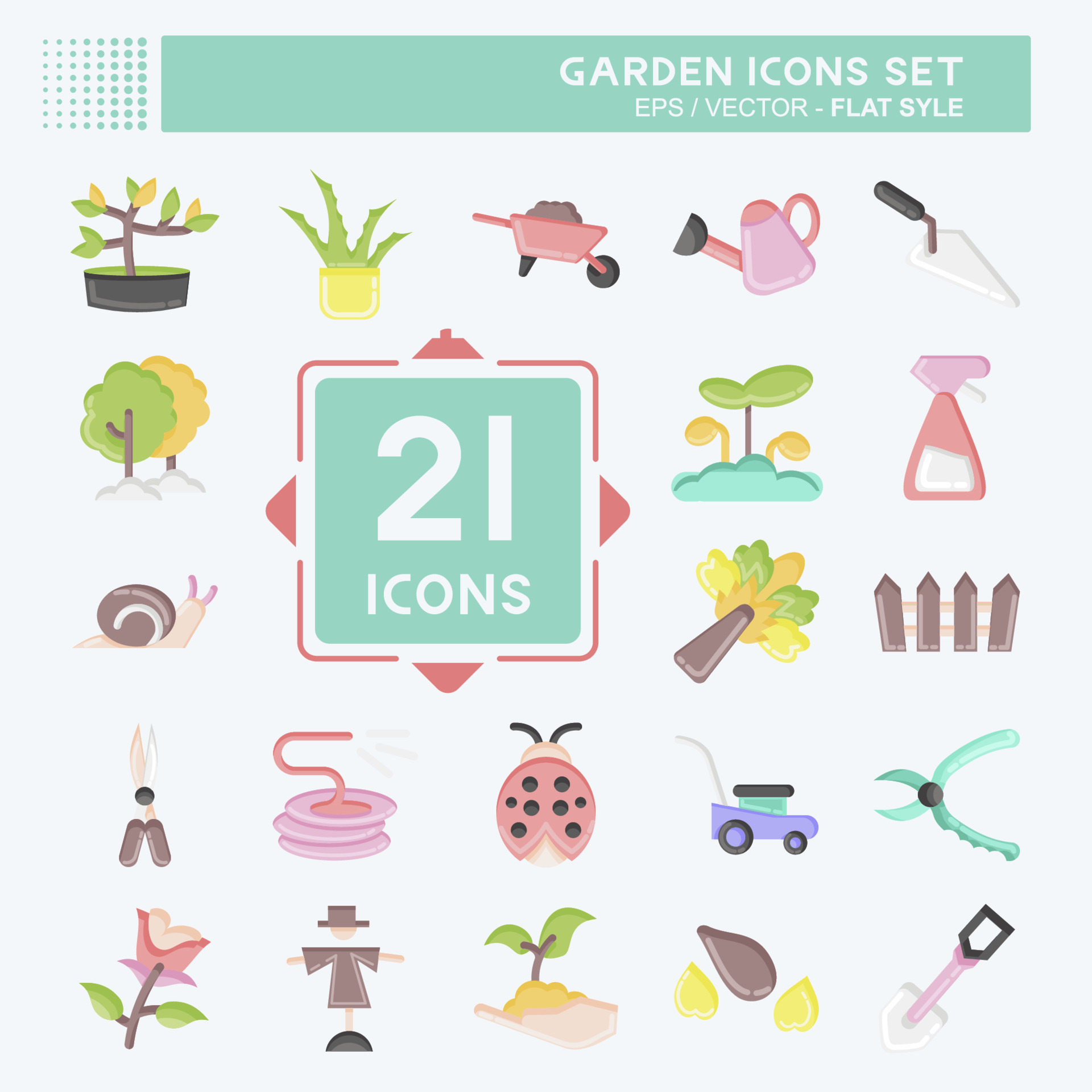 Icon Set Garden. suitable for Garden symbol. flat style. simple design ...
