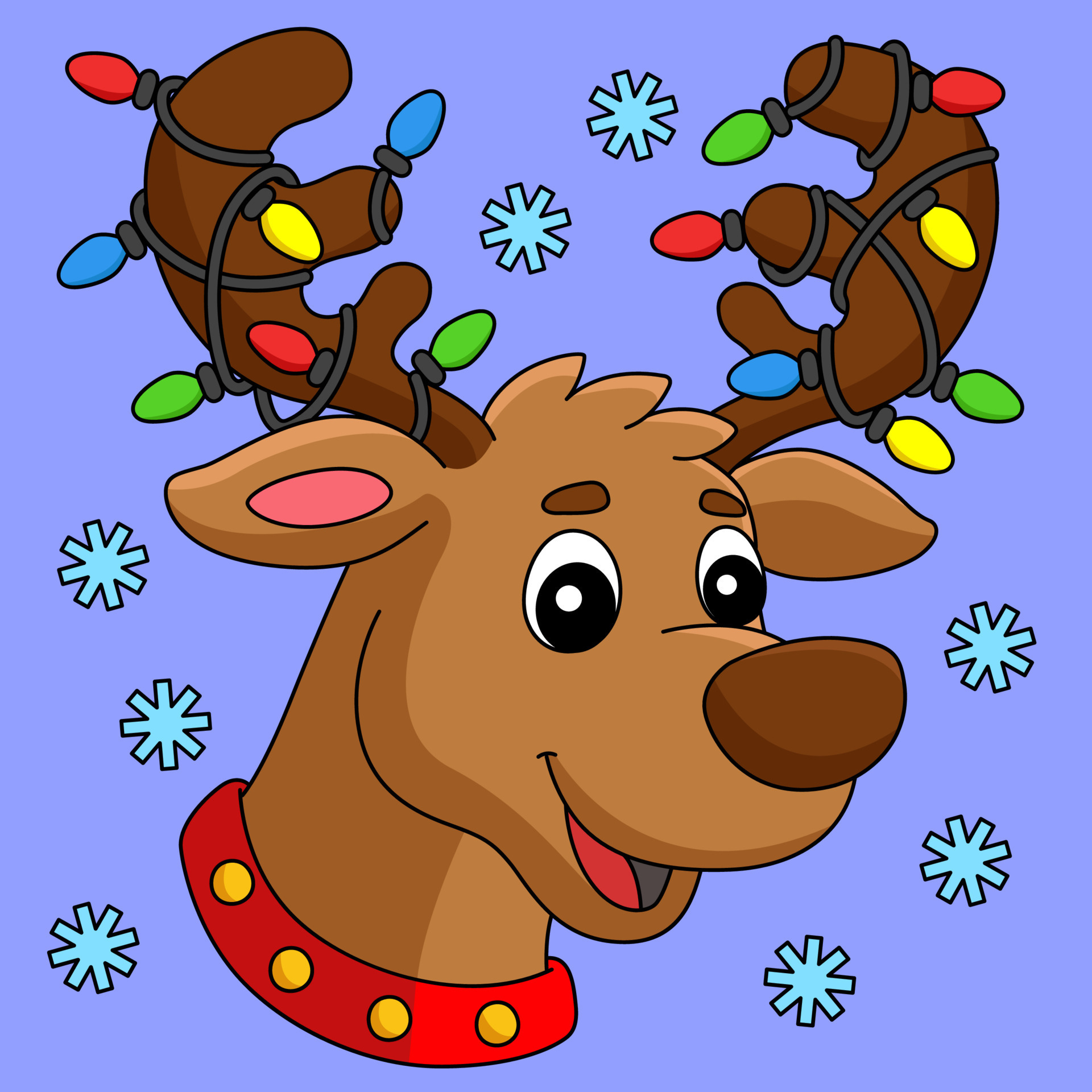 Christmas Reindeer Head Colored Cartoon 10788990 Vector Art at Vecteezy
