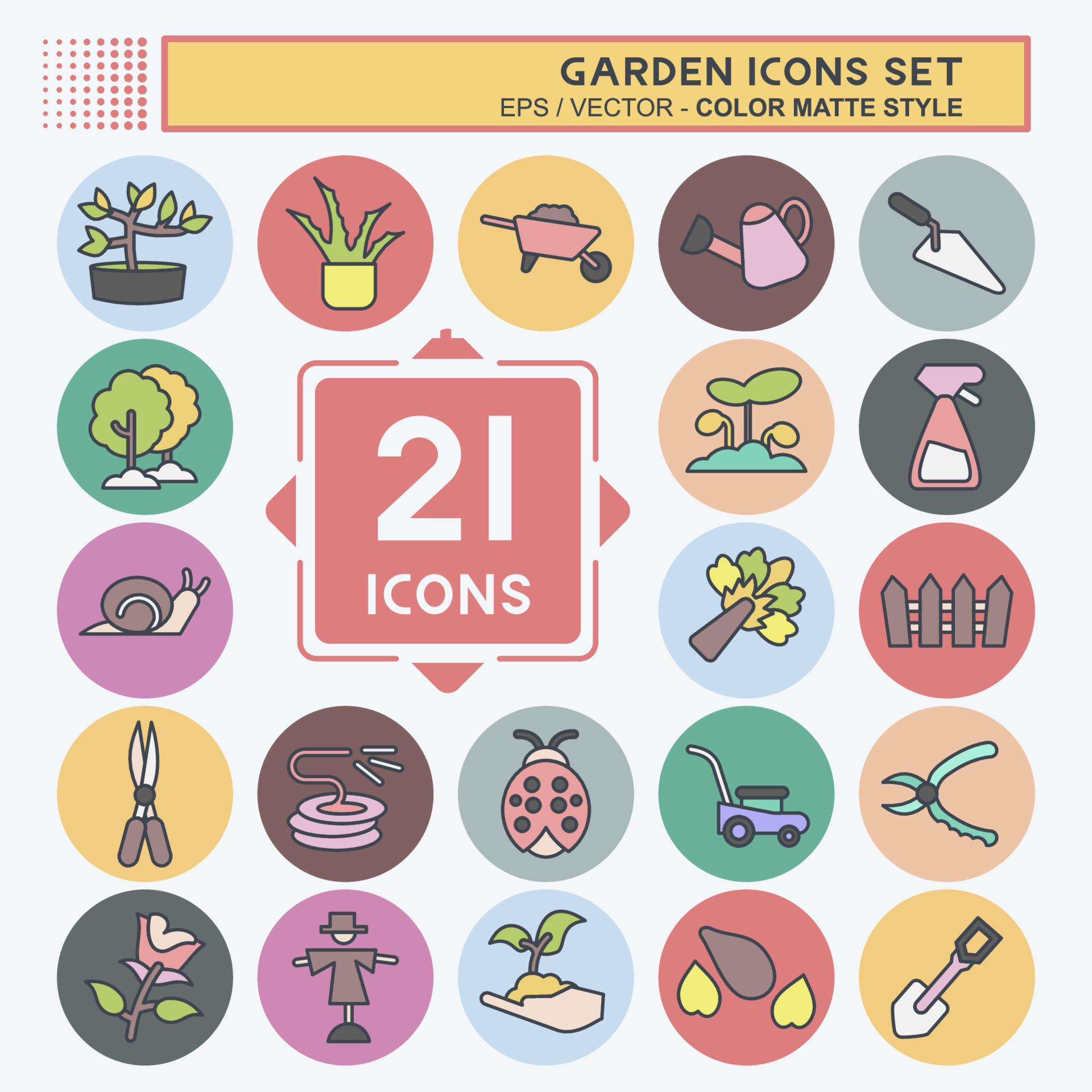 Icon Set Garden. suitable for Garden symbol. color mate style. simple ...