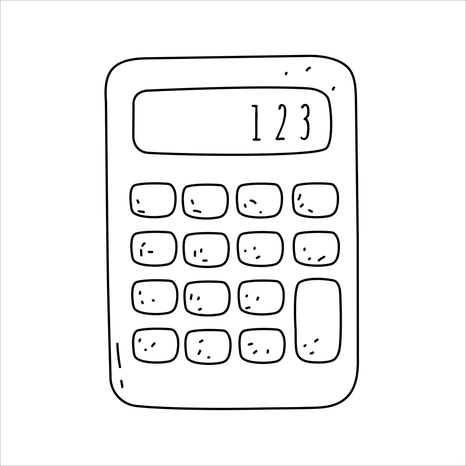 School Supplies Calculator In A Cute Doodle Style Isolated On A White school-supplies-calculator-in-a-cute-doodle-style-isolated-on-a-white
