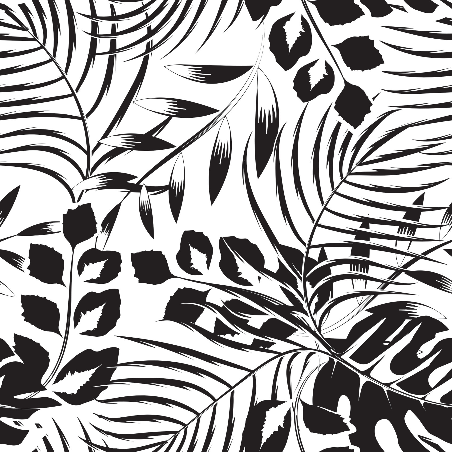 vintage tropical monstera palm leaves seamless pattern with plants ...